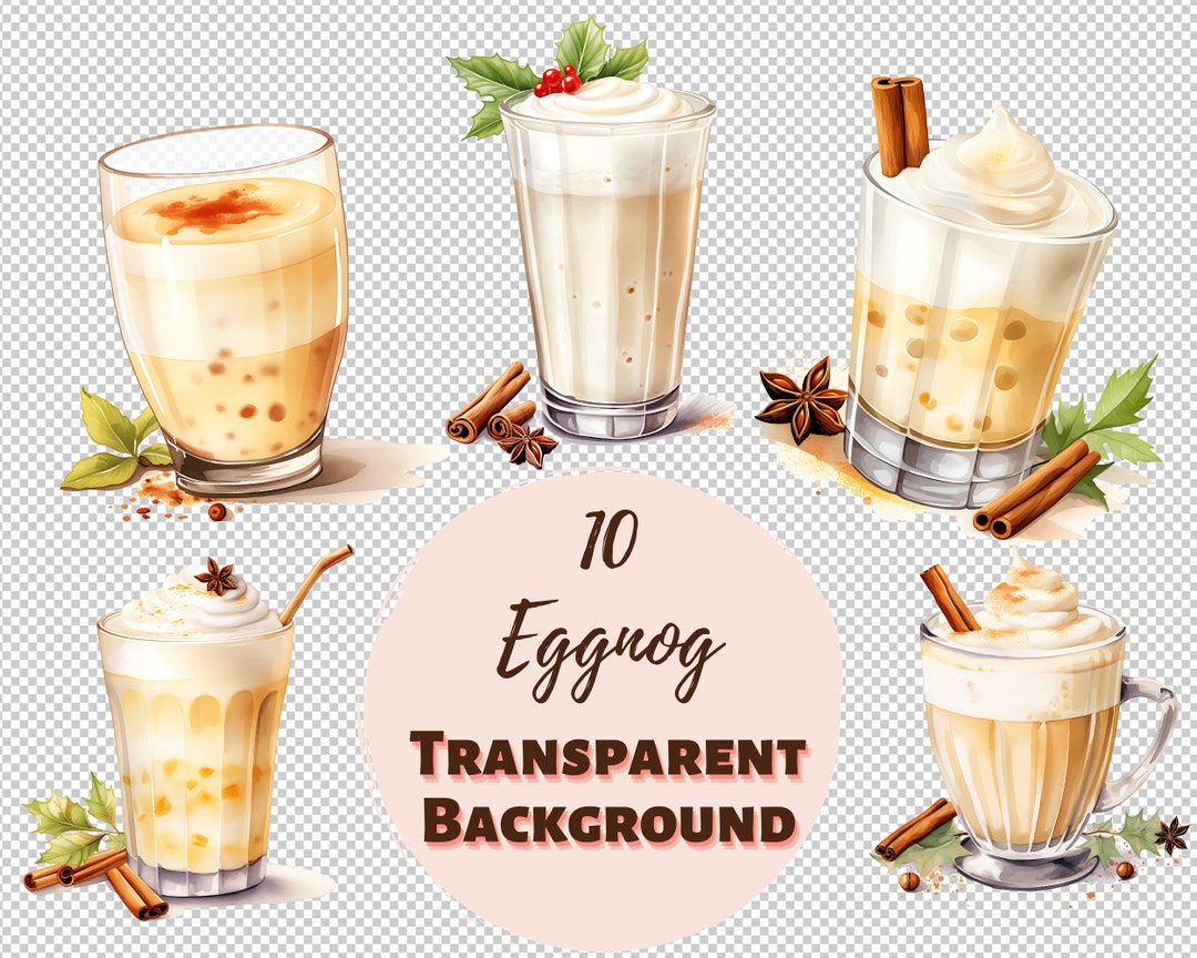 Eggnog Bundle - PNG Transparent Clipart Collection, Watercolor Graphics ...
