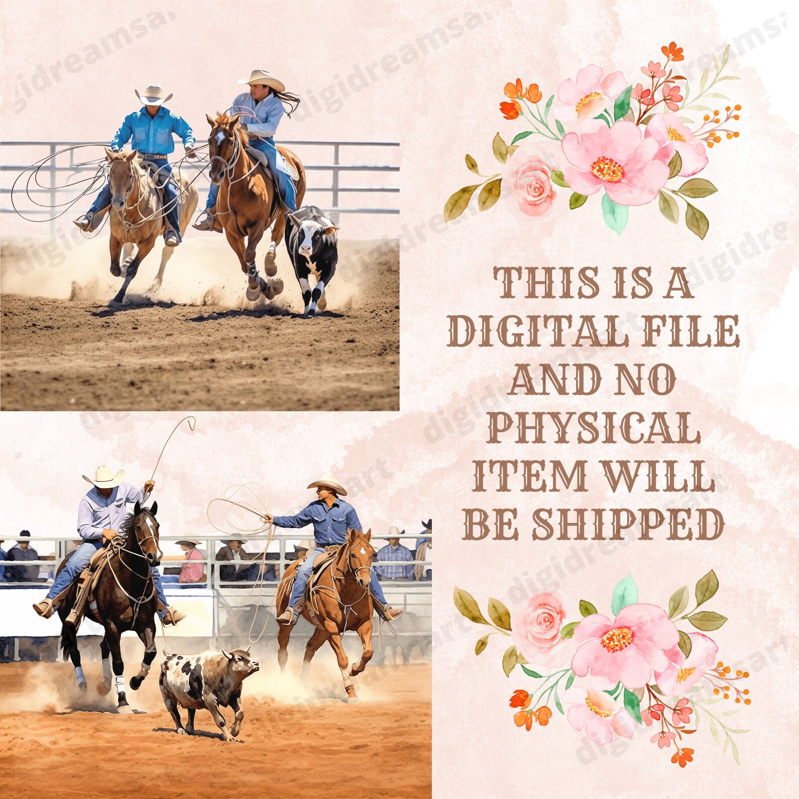 Team Roping, Rodeo Cowboys Clipart Bundle Transparent PNG Collection ...