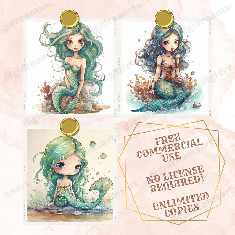Little Mermaid Design Bundle: Enchanting Clipart Digital - Etsy