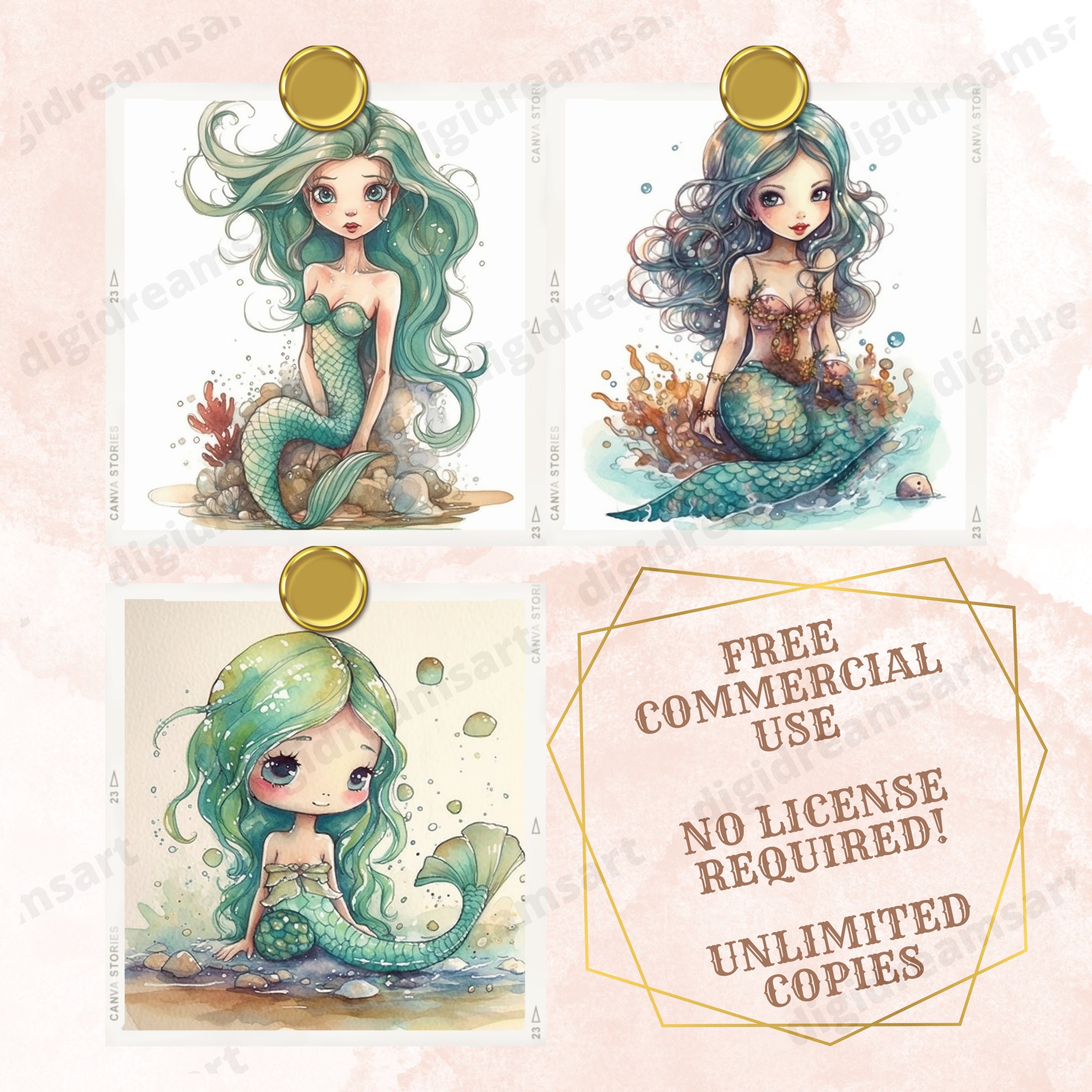 Little Mermaid Design Bundle: Enchanting Clipart Digital - Etsy