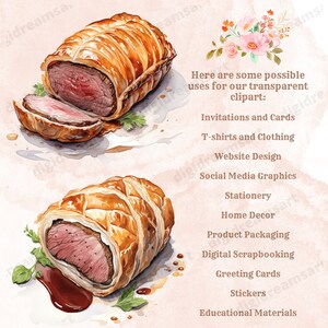 Beef Wellington Clipart Bundle - Transparent PNG Collection, Watercolor ...