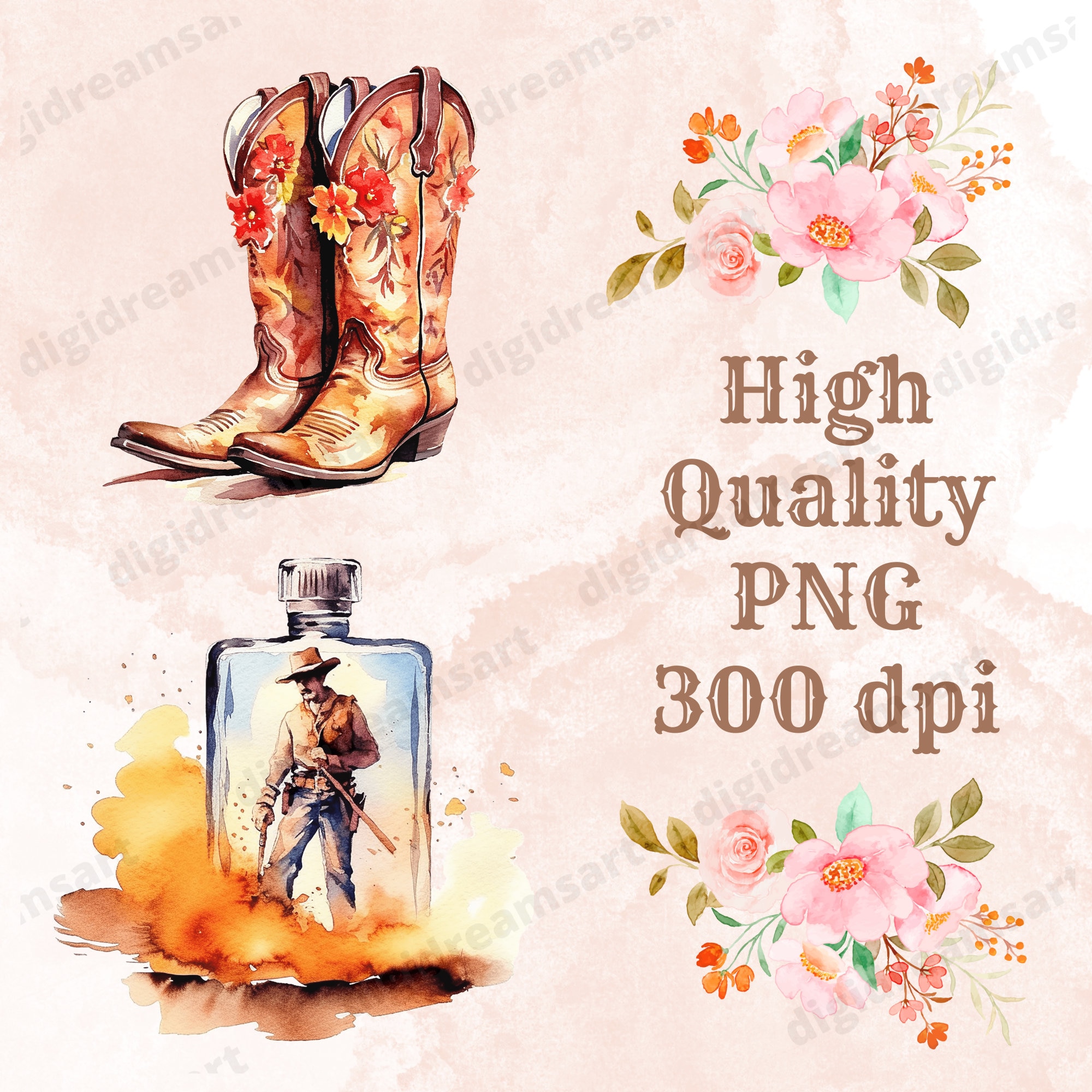 Western Style 1nd and 2nd Collection Mega Bundle 100 PNG Clipart ...