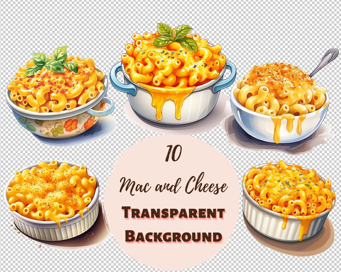 Mac and Cheese Clipart Bundle - Transparent PNG Collection, Watercolor ...