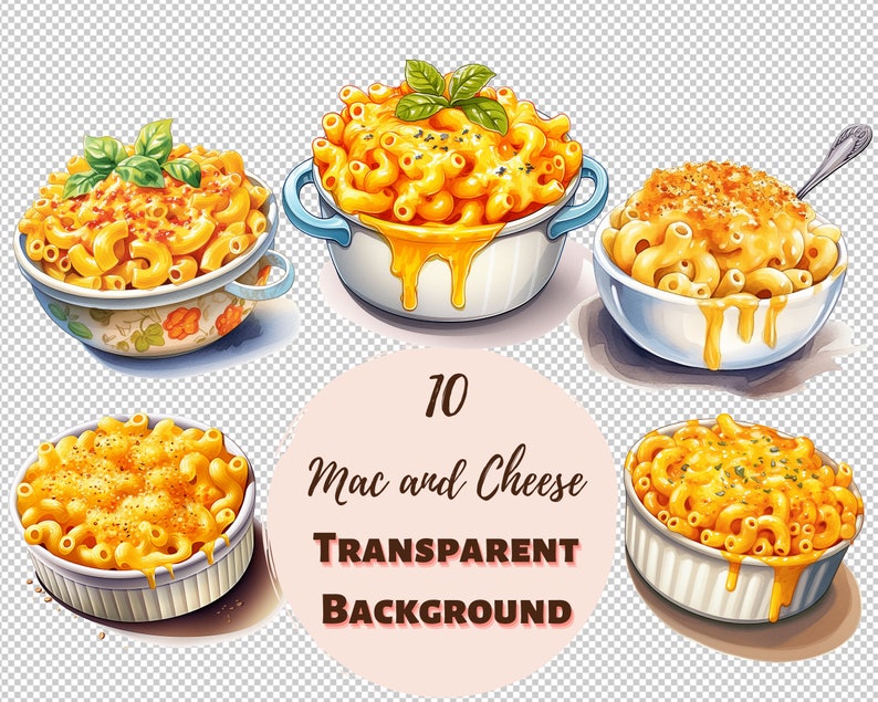 Mac and Cheese Clipart Bundle - Transparent PNG Collection, Watercolor ...