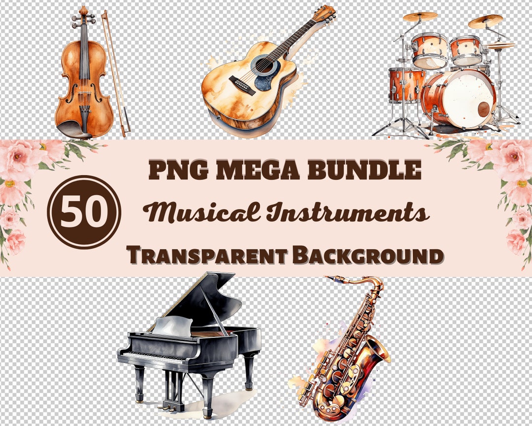 Musical Instruments Mega Bundle 50 PNG Clipart Images - Transparent PNG ...