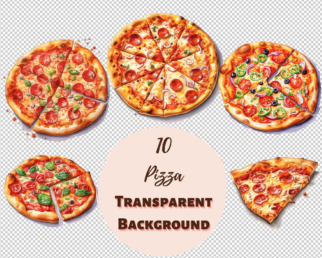Pizza Design Bundle - PNG Transparent Clipart Collection, Watercolor ...