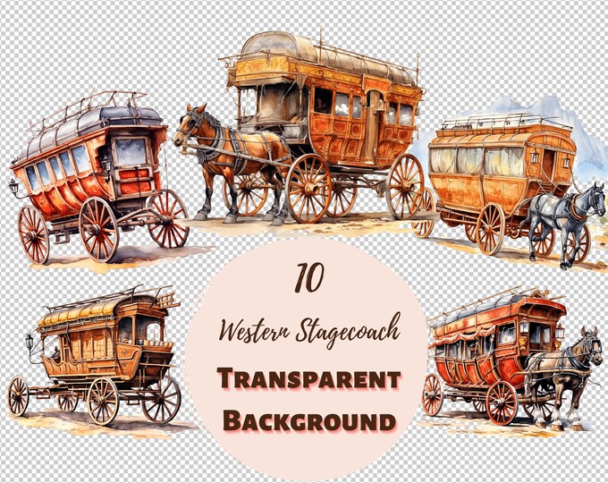 Stagecoach Svg & PNG Files, Western Clipart Silhouette, Wild West ...