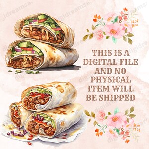 Burritos Watercolor Clipart – PNG Transparent Graphics, Nursery Art - Etsy
