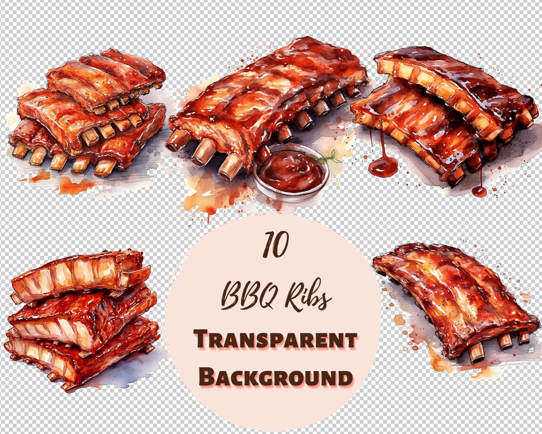 BBQ Ribs Clipart Bundle - Transparent PNG Collection, Watercolor ...