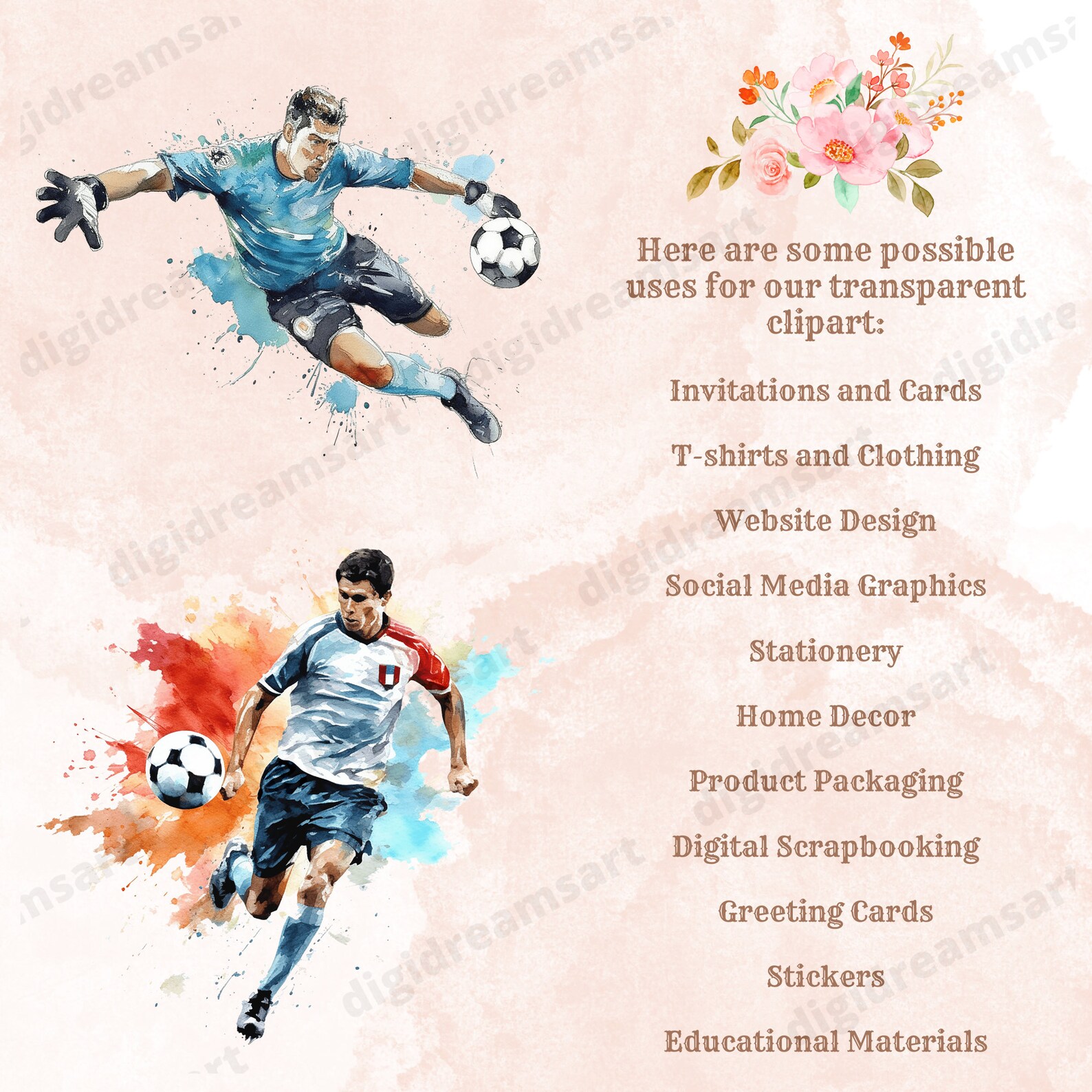 Soccer Clipart Bundle Transparent PNG Collection Digital - Etsy