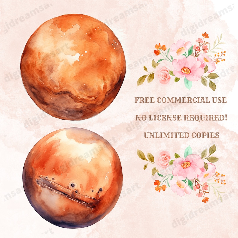 Planet Mars Clipart Bundle - Transparent PNG Collection, Digital Prints ...