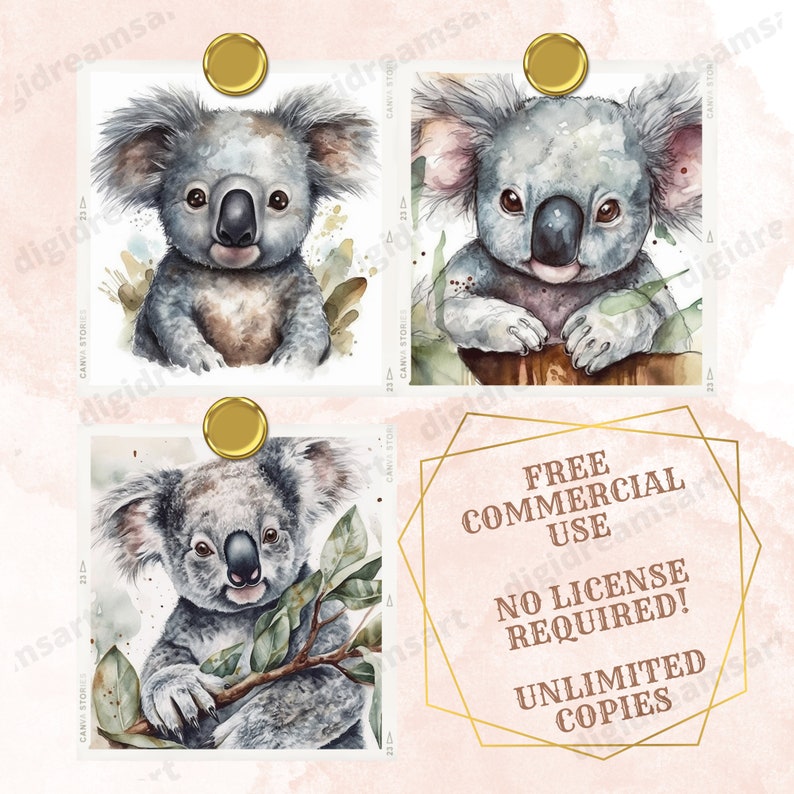 Koala Design Bundle: Cute Clipart Digital Prints and T-shirt - Etsy