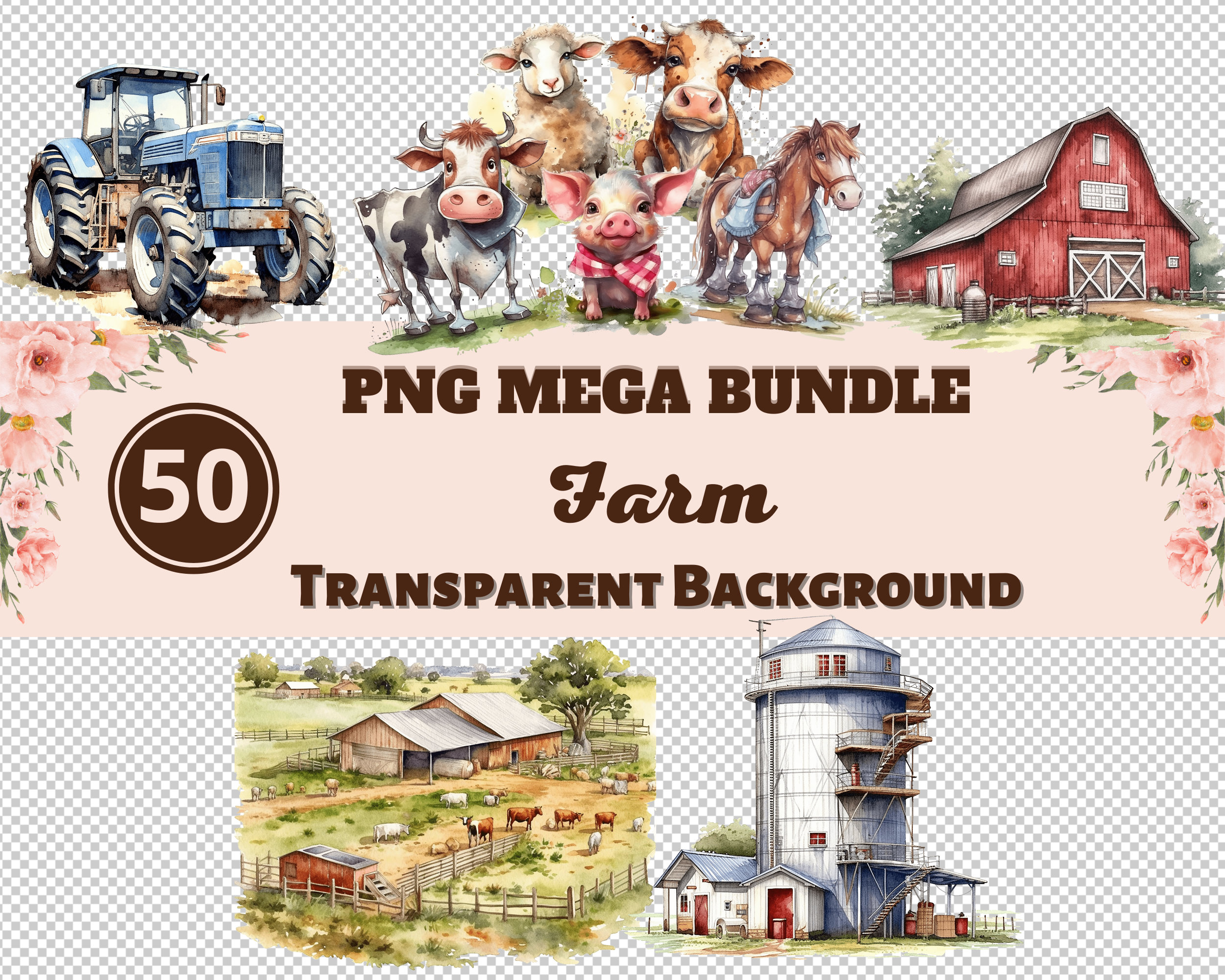 Farm Mega Bundle 50 PNG Clipart Images Transparent PNG Collection ...