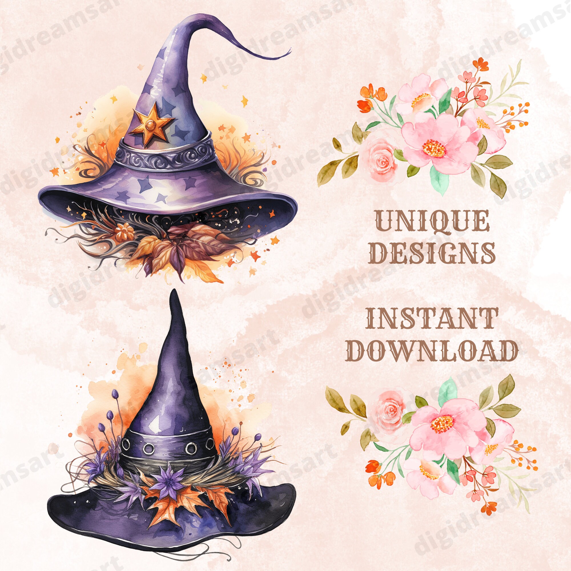 Halloween Witch's Hat Clipart Bundle Transparent PNG - Etsy