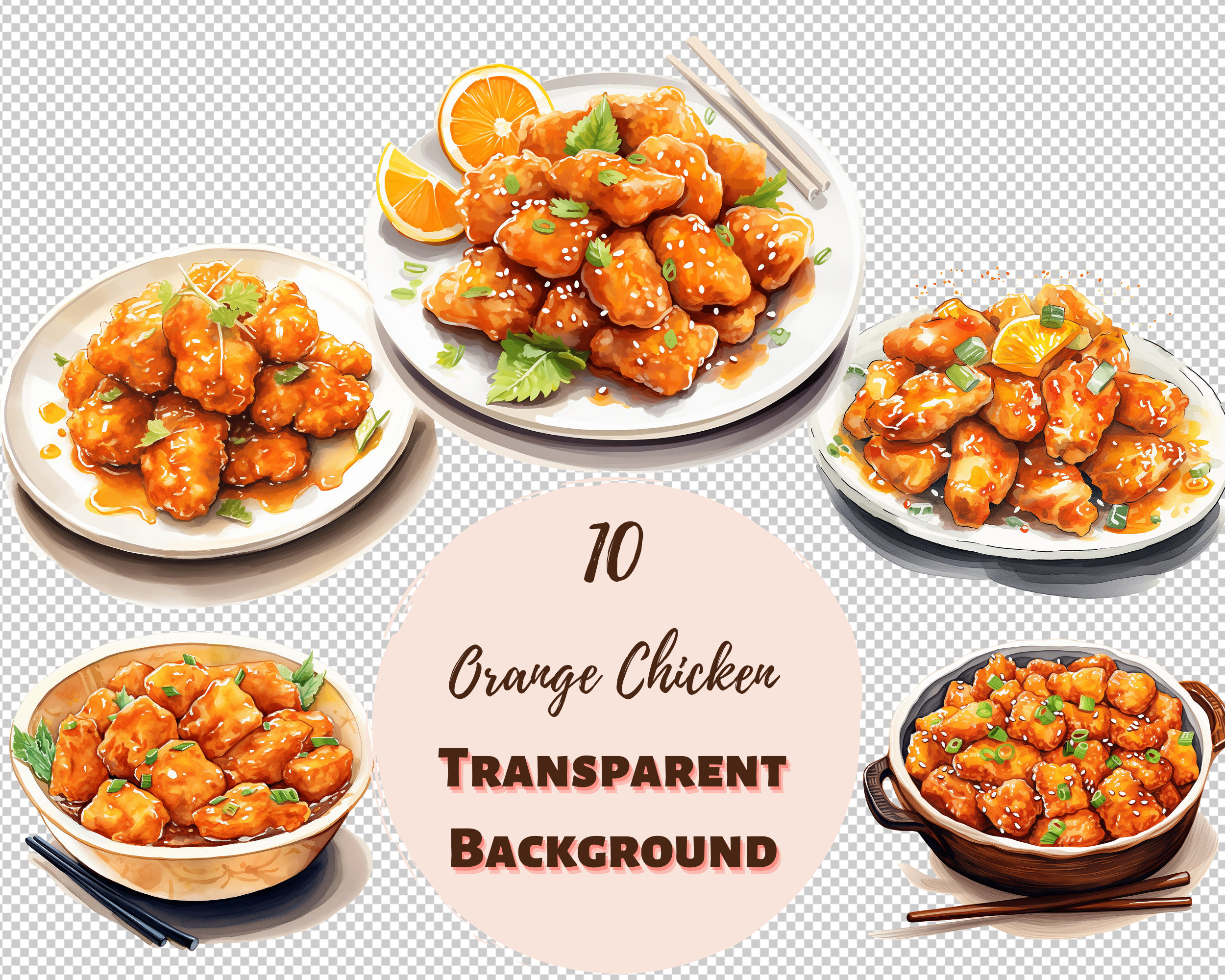 Orange Chicken Design Bundle PNG Transparent Clipart - Etsy