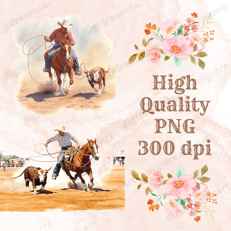 Calf Roping, Rodeo Cowboys Clipart Bundle Transparent PNG Collection ...