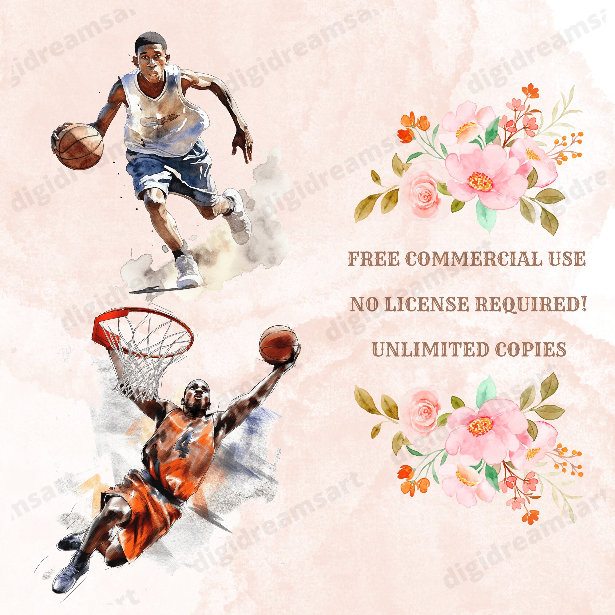 Basketball Clipart Bundle Transparent PNG Collection, Digital Prints ...