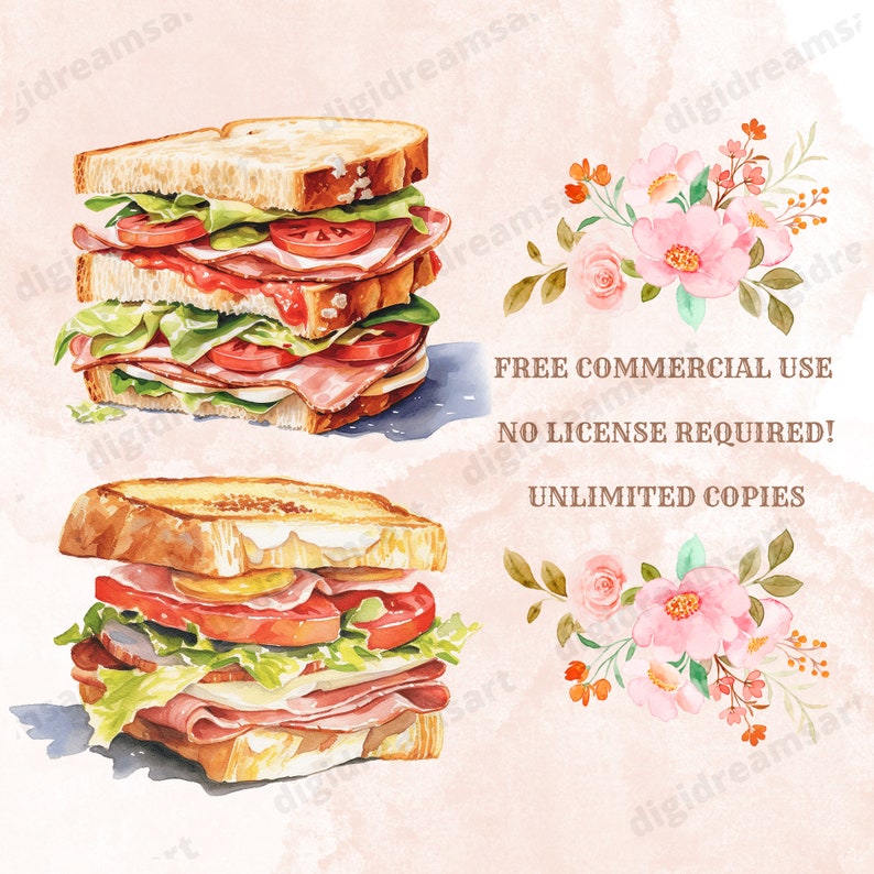 Sandwich Clipart Bundle Transparent PNG Collection - Etsy