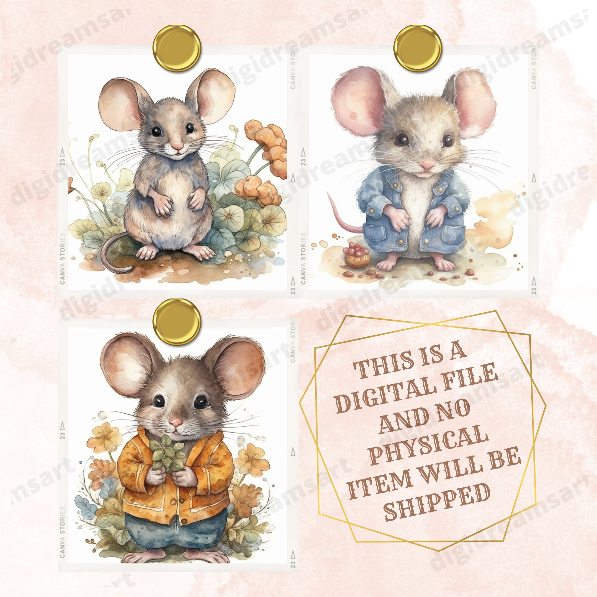 Cute Mouse Design Bundle: Cute Clipart Digital Prints and - Etsy