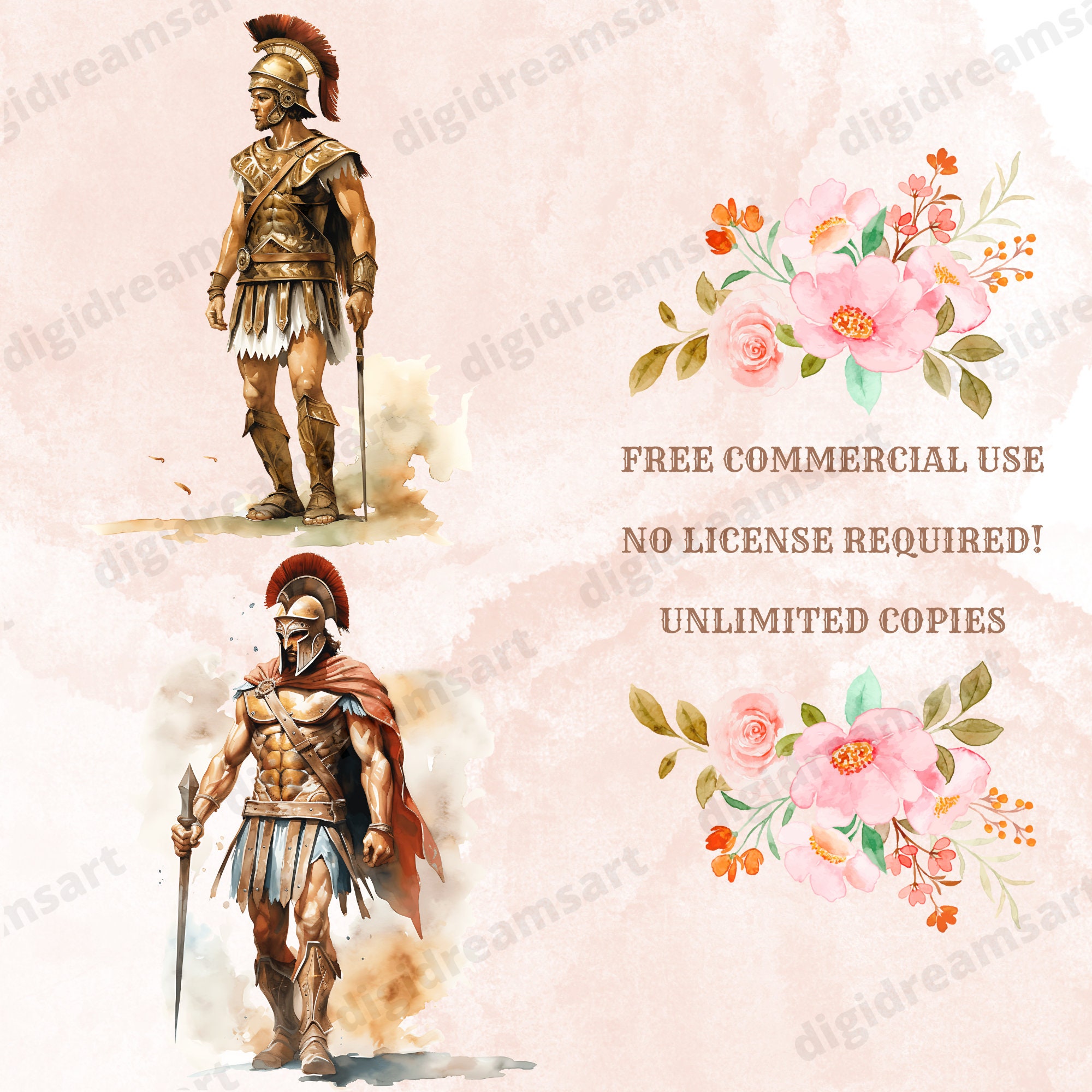 Achilles Design Bundle - PNG Transparent Clipart Collection, Watercolor ...