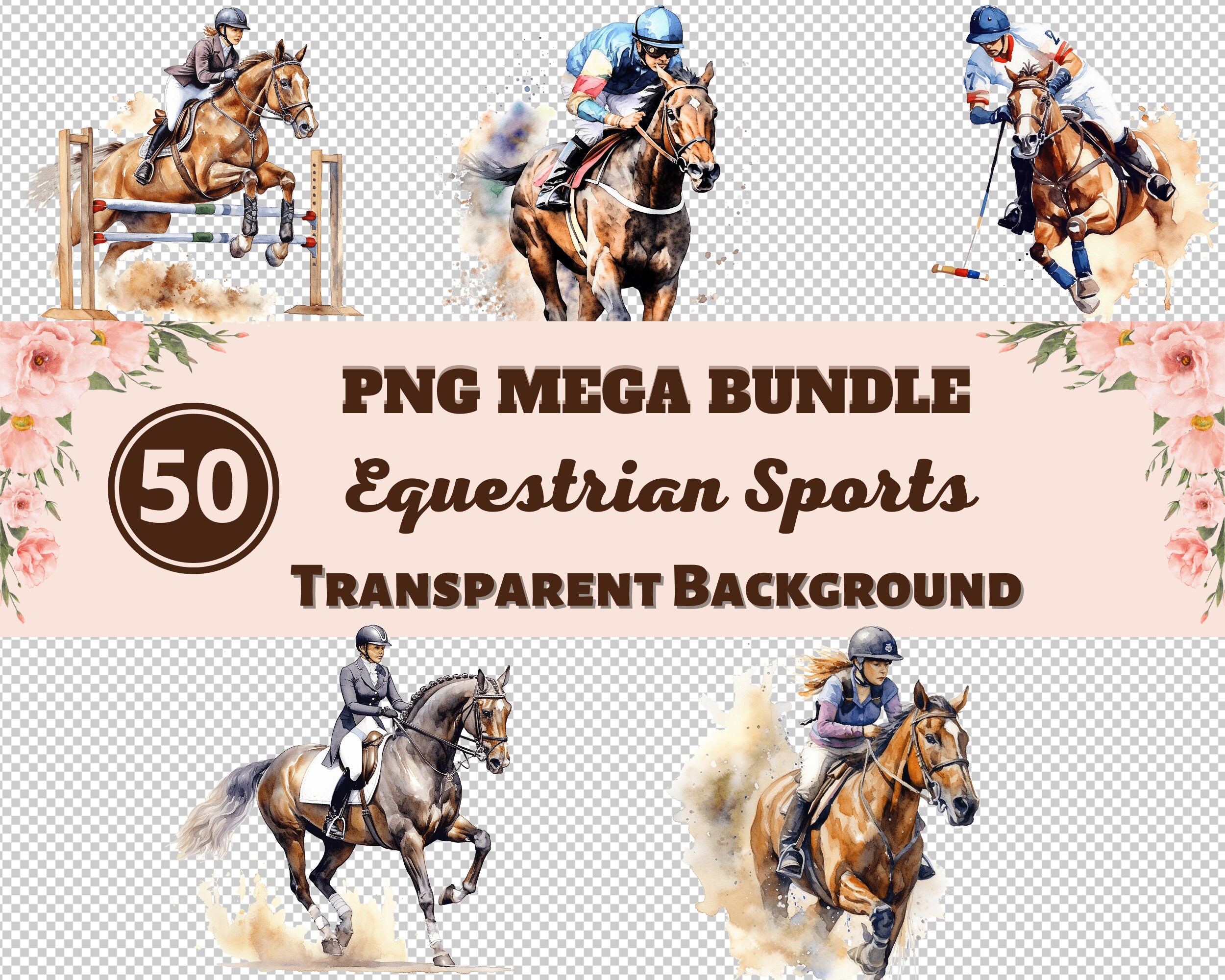 Equestrian Sports Mega Bundle 50 PNG Clipart Images Transparent PNG ...