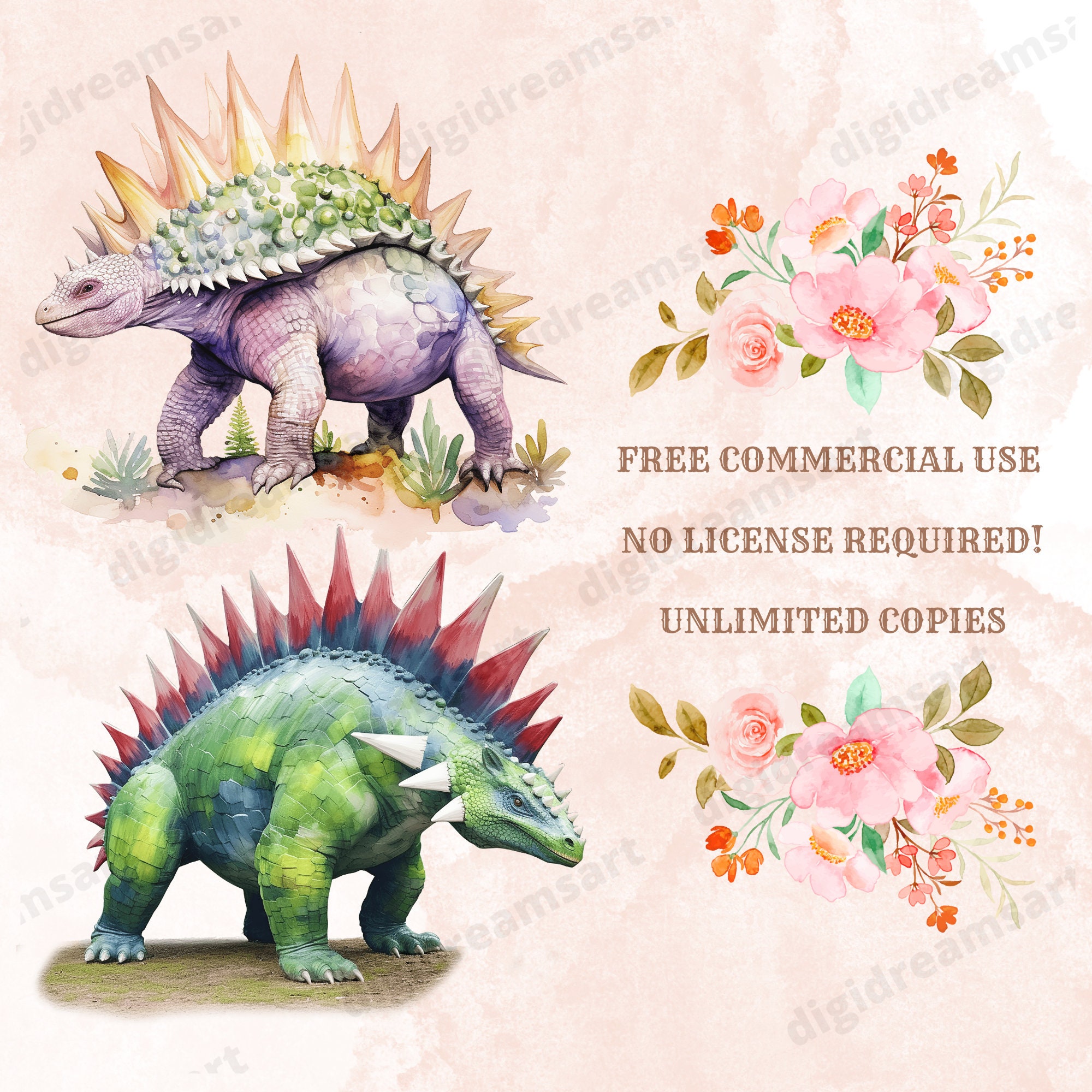 Stegosaurus Clipart Bundle Transparent PNG Collection - Etsy