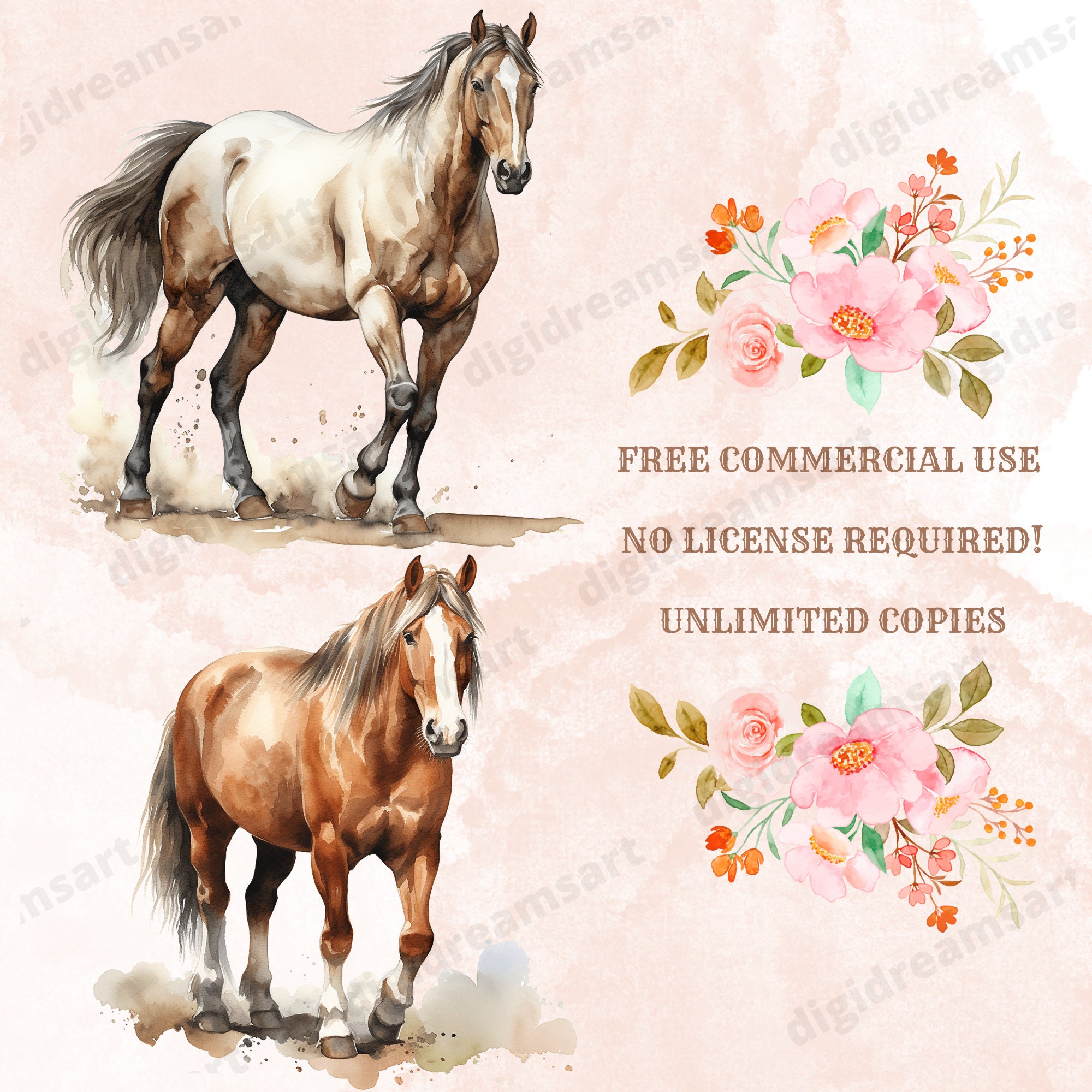 Farm Horse Clipart Bundle Transparent PNG Collection, Digital Prints ...