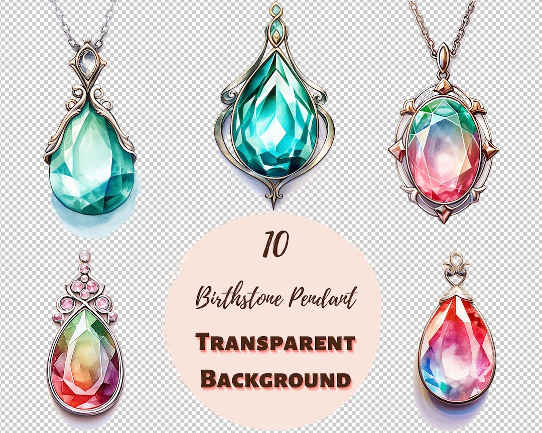 Birthstone Pendant Design Bundle PNG Transparent Clipart Collection ...