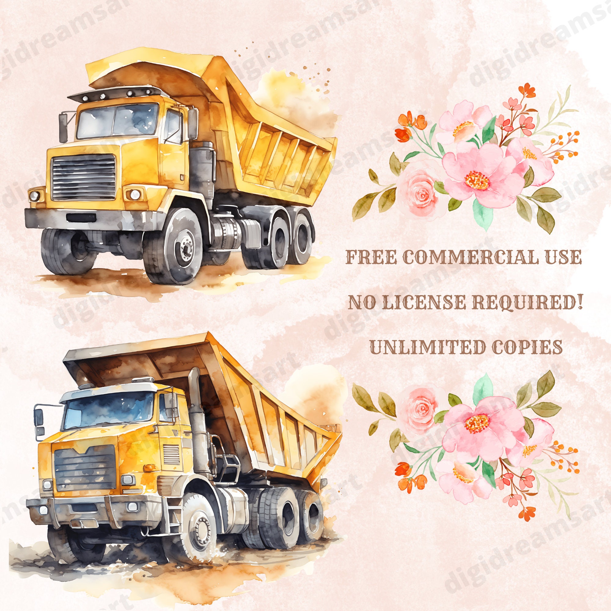 Dump Truck Clipart Bundle Transparent PNG Collection - Etsy
