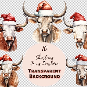 Christmas Texas Longhorn Design Bundle - PNG Transparent Clipart ...