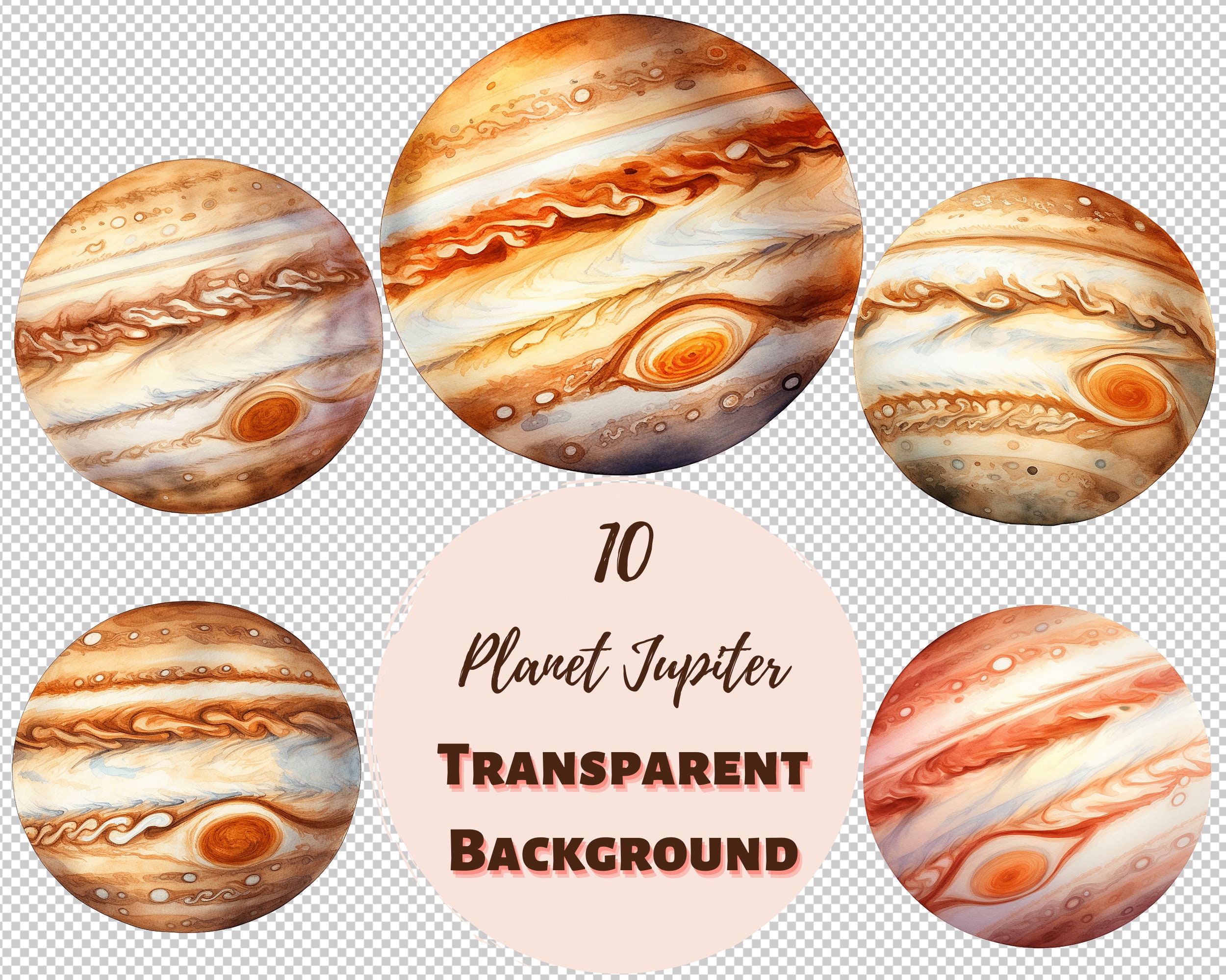 Planet Jupiter Clipart Bundle Transparent PNG Collection, Digital ...
