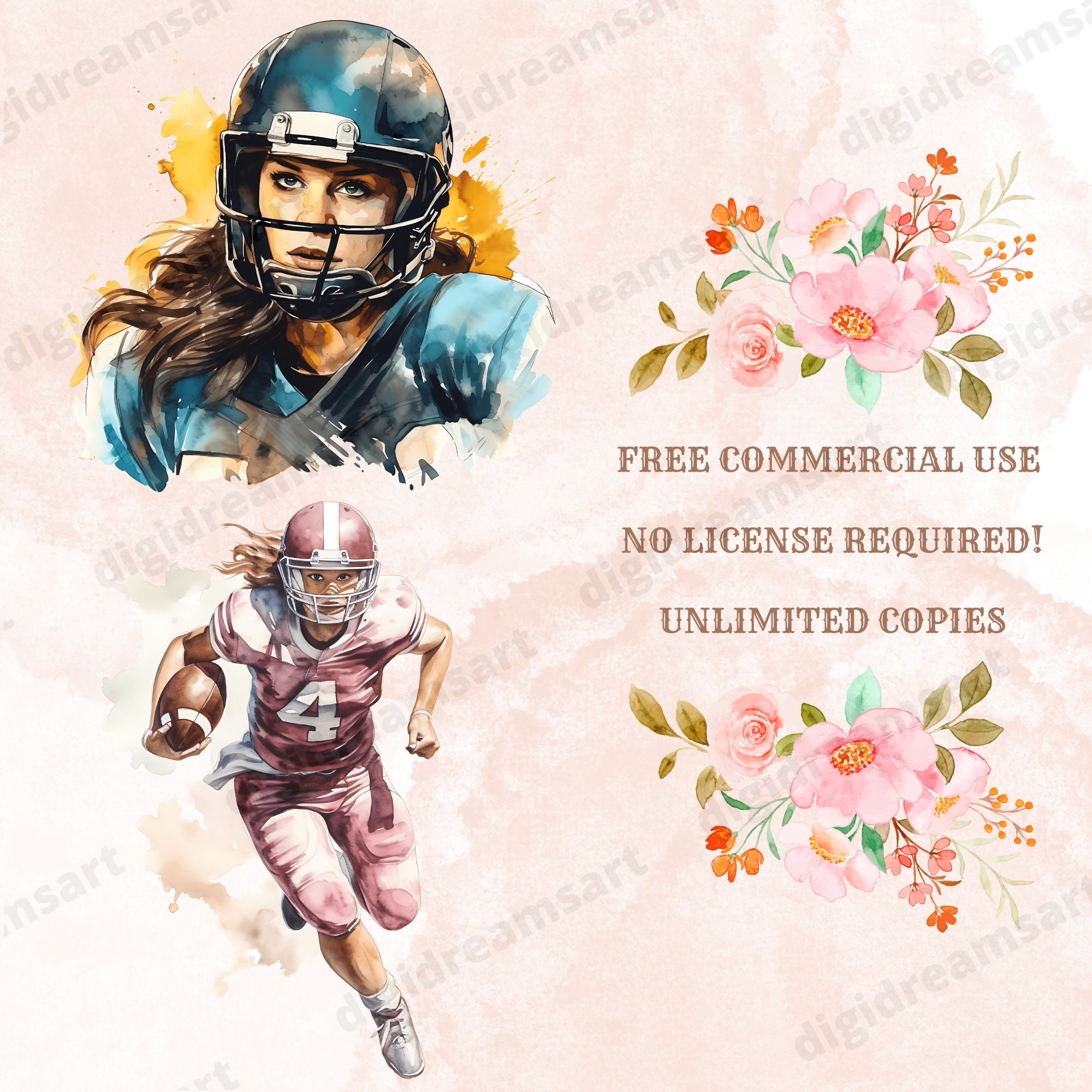 Womens American Football Clipart Bundle- Transparent PNG Collection ...