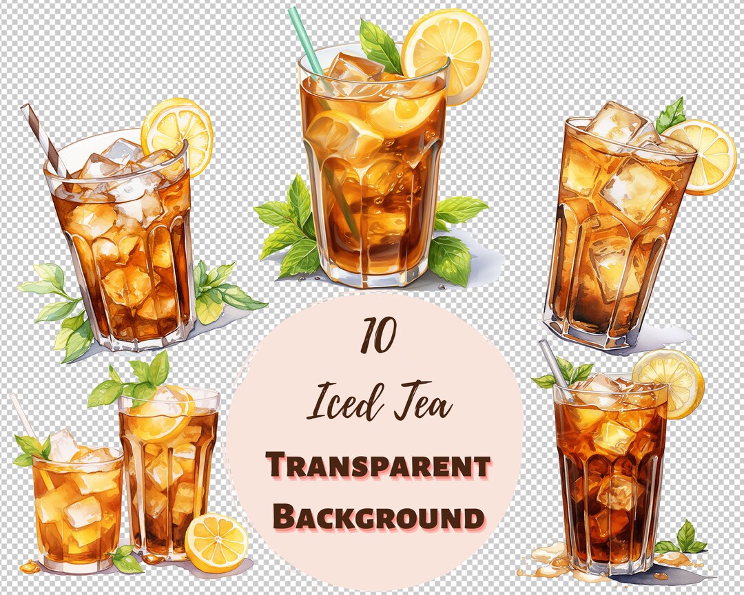 Iced Tea Design Bundle PNG Transparent Clipart Collection, Watercolor ...