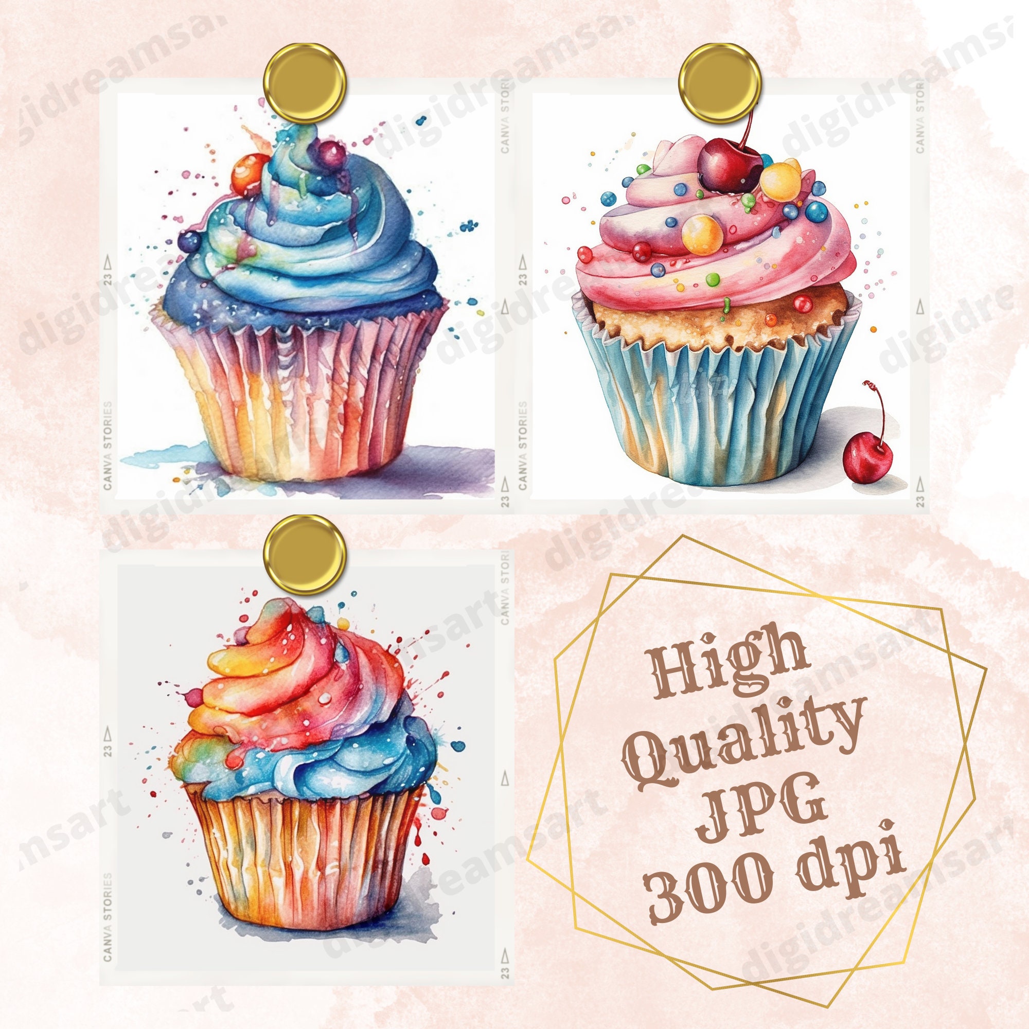 Cupcake Design Bundle: Delicious Clipart, Digital Prints, and T-shirt ...
