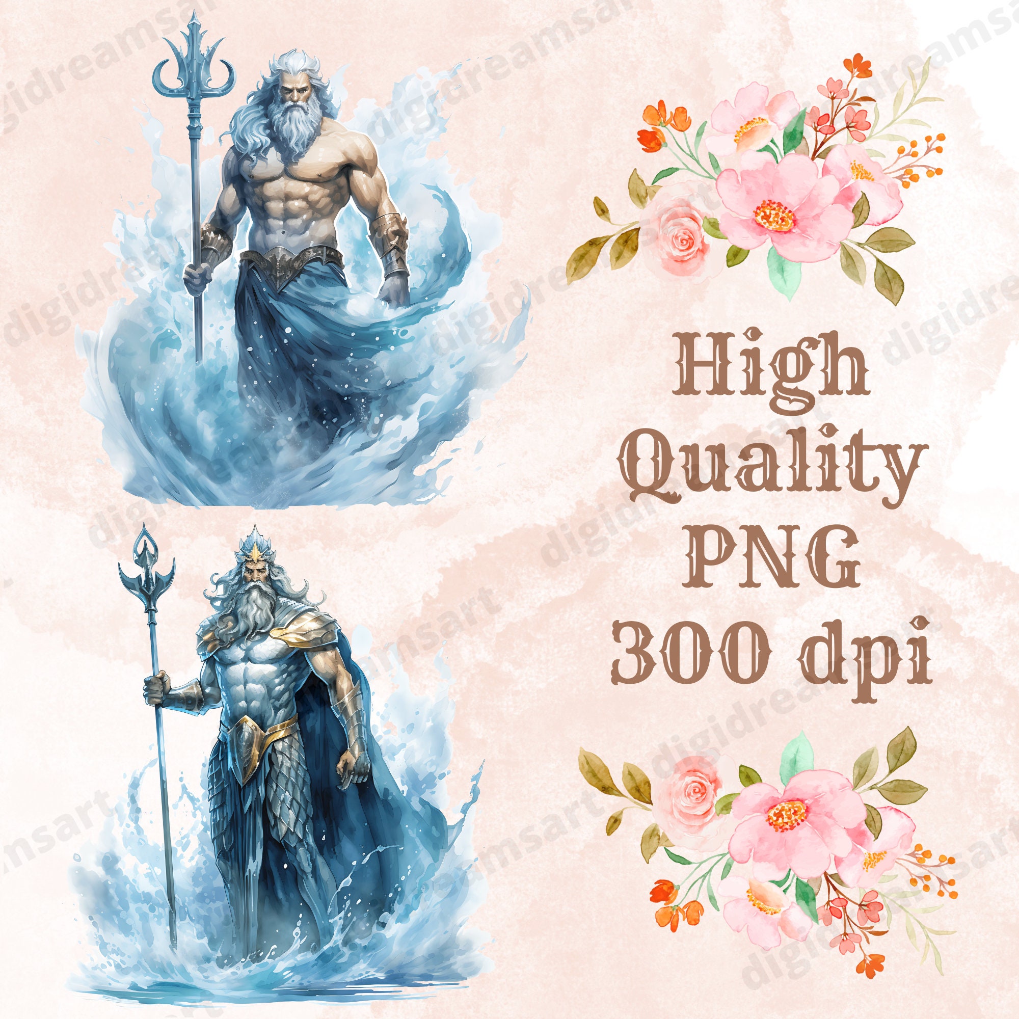 Poseidon Design Bundle PNG Transparent Clipart Collection - Etsy