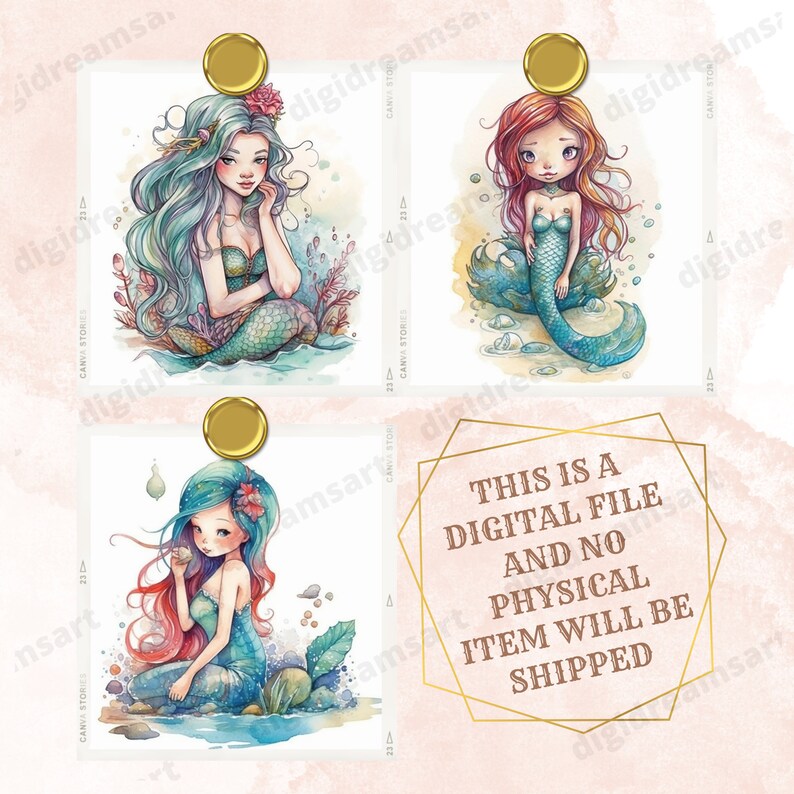 Little Mermaid Design Bundle: Enchanting Clipart Digital - Etsy