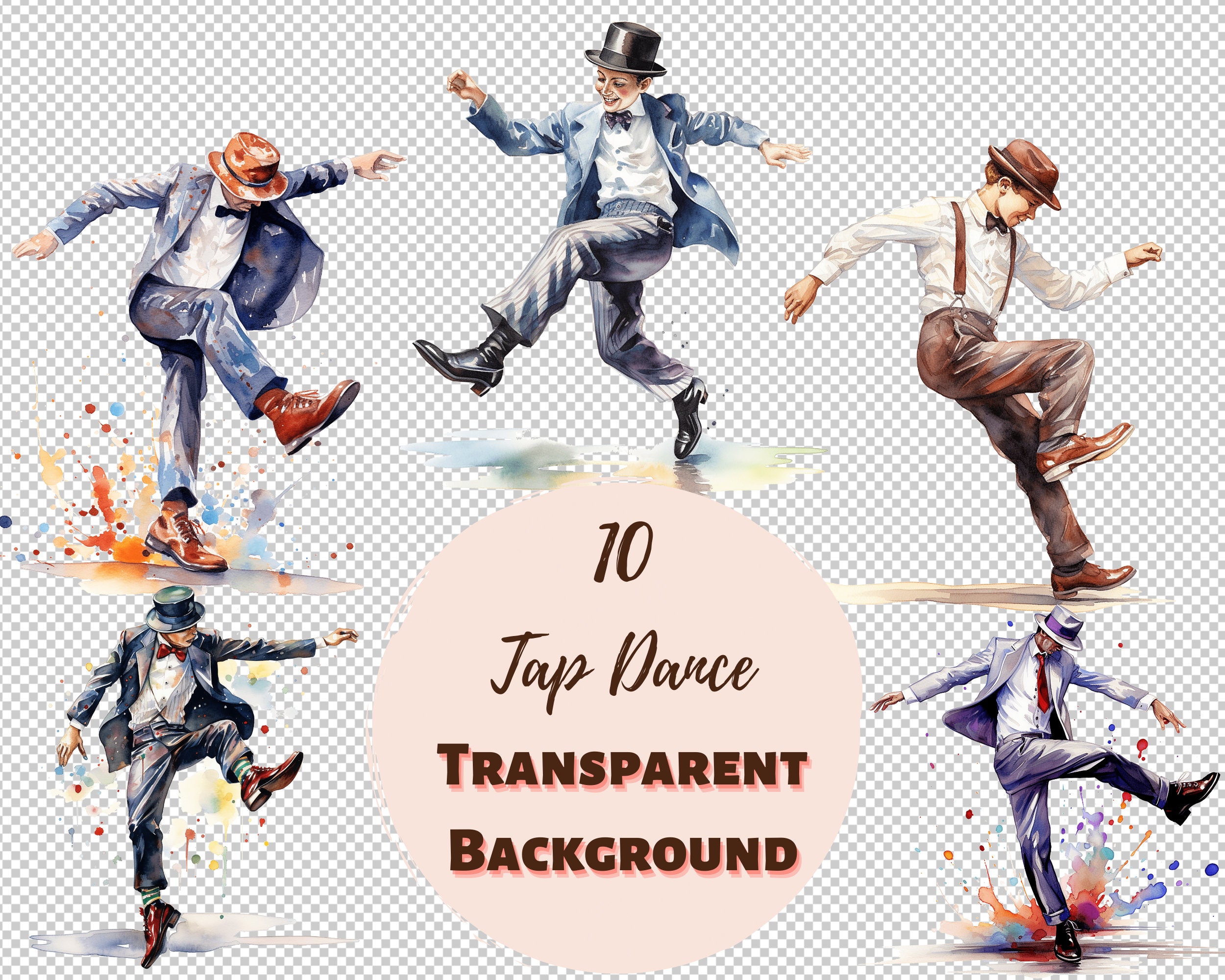 Tap Dance Clipart Bundle Transparent PNG Collection, Digital Prints ...