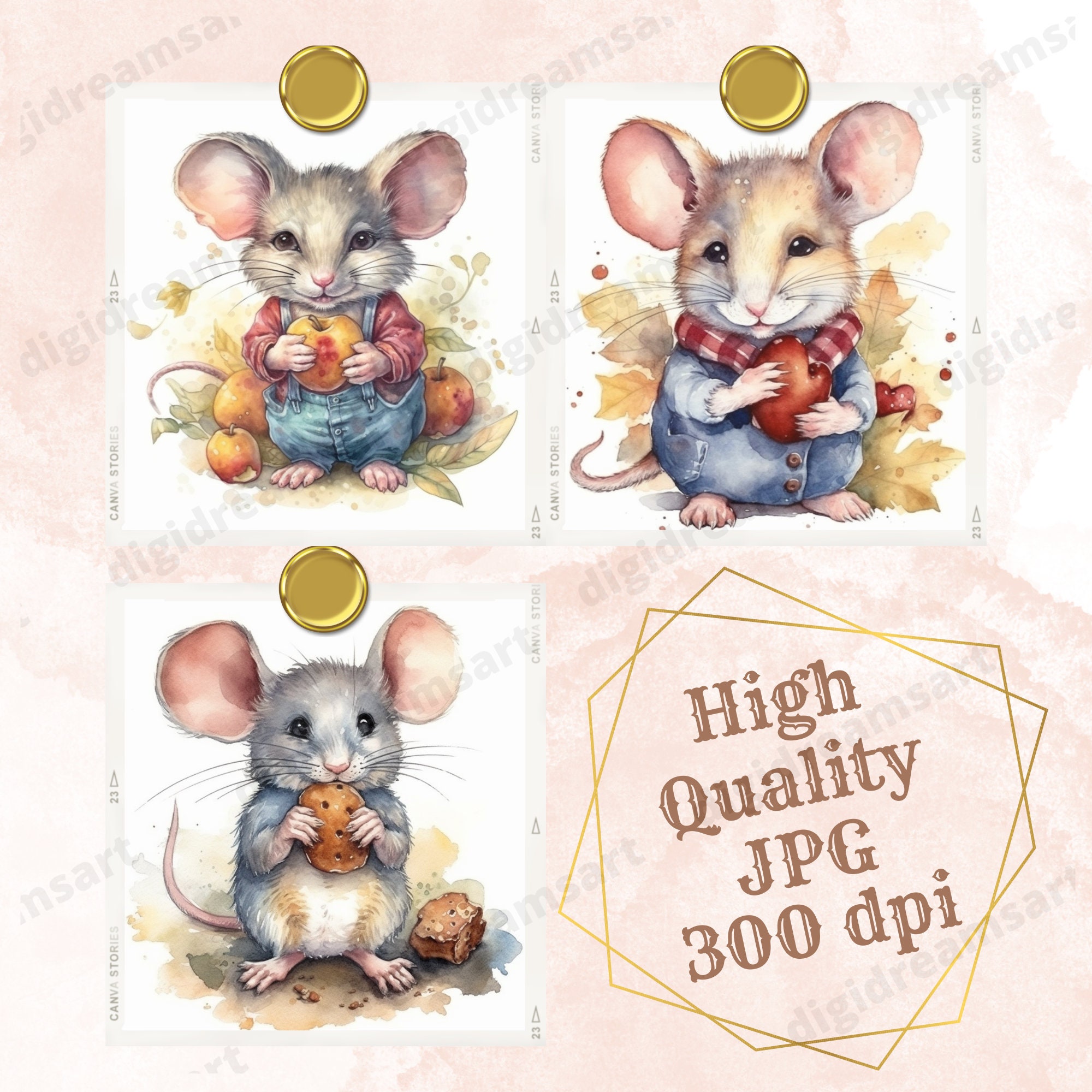 Cute Mouse Design Bundle: Cute Clipart Digital Prints and - Etsy