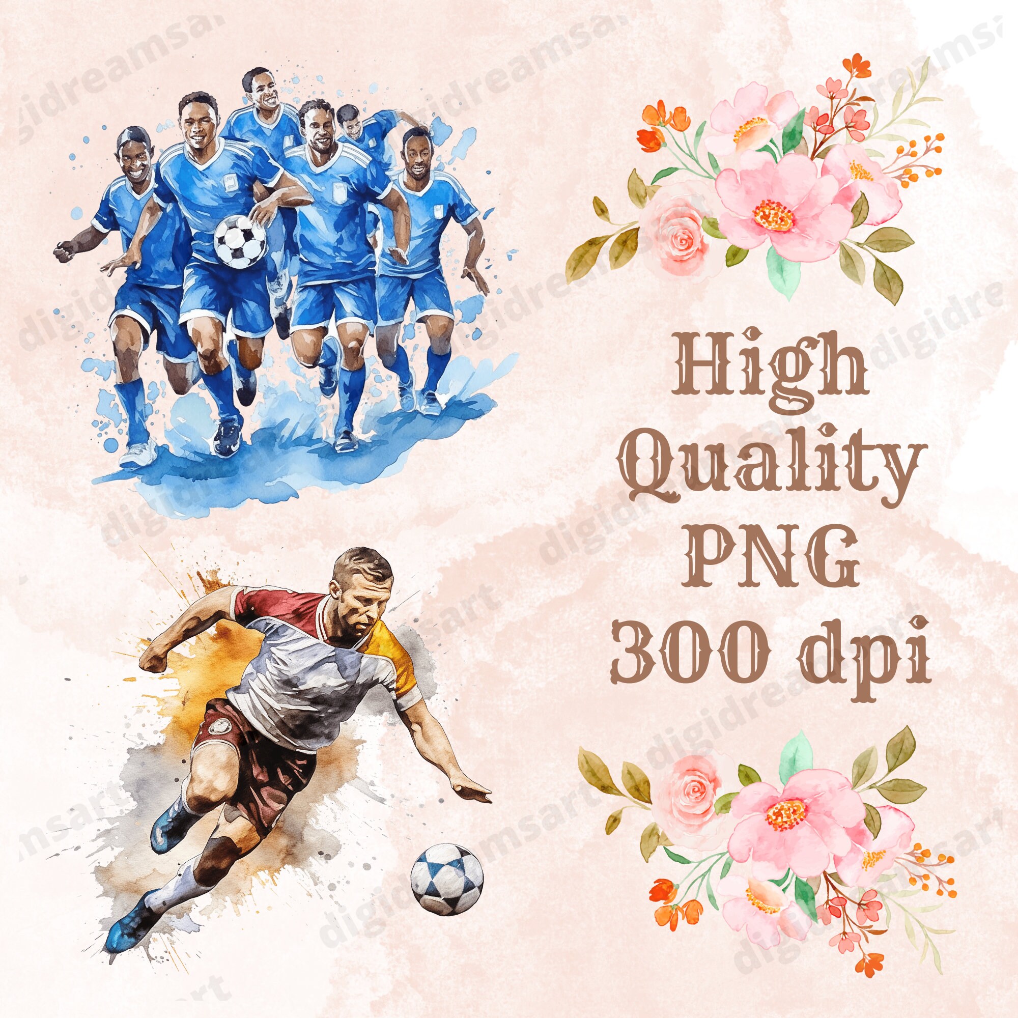 Soccer Clipart Bundle Transparent PNG Collection, Digital Prints ...