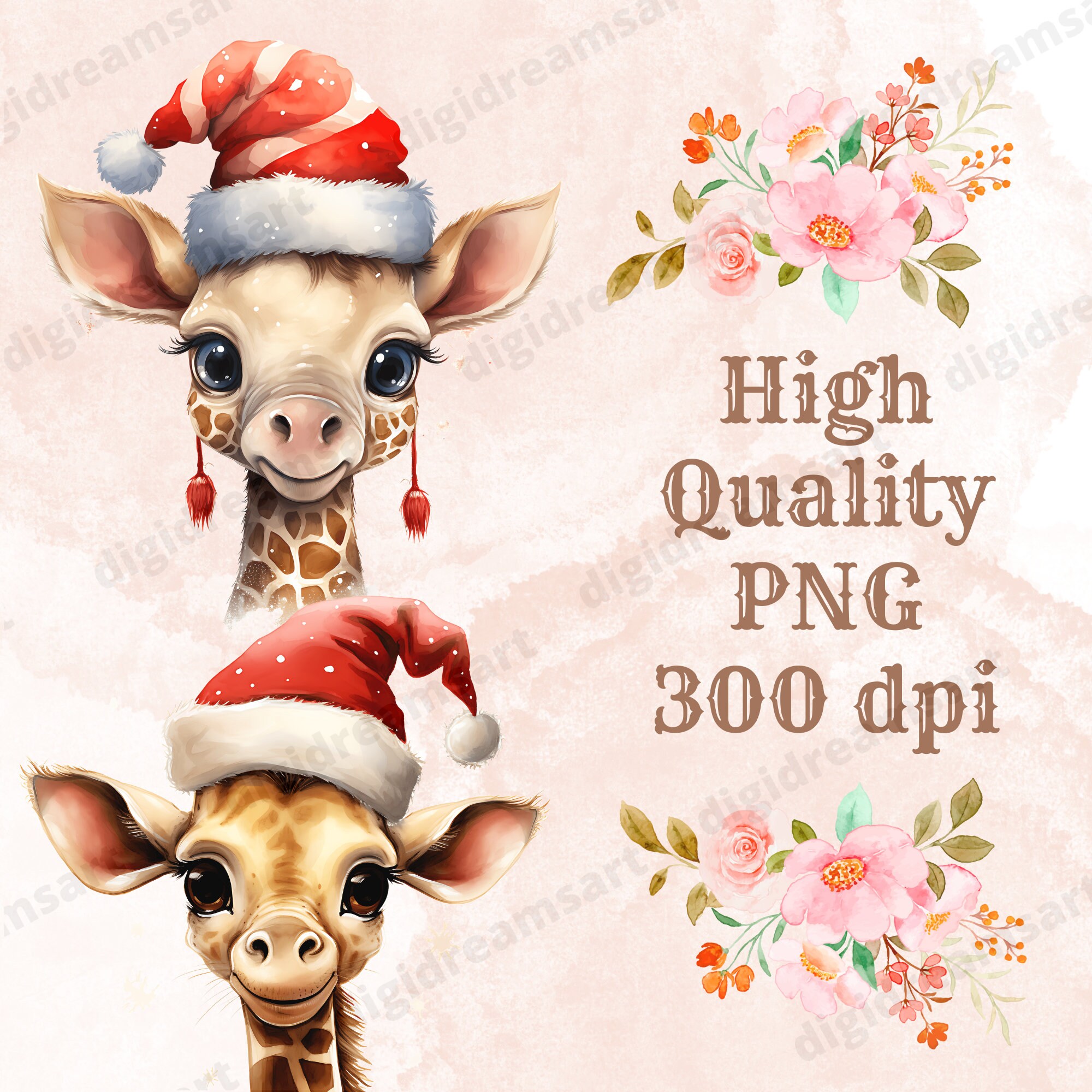 Christmas Baby Giraffe Design Bundle - PNG Transparent Clipart ...