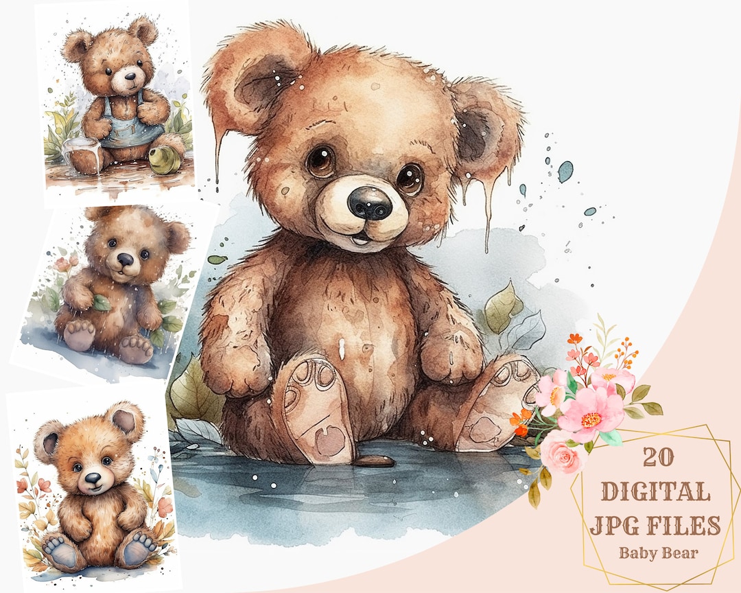 Cute Baby Bear Design Bundle: Adorable Clipart, Digital Prints, and T ...