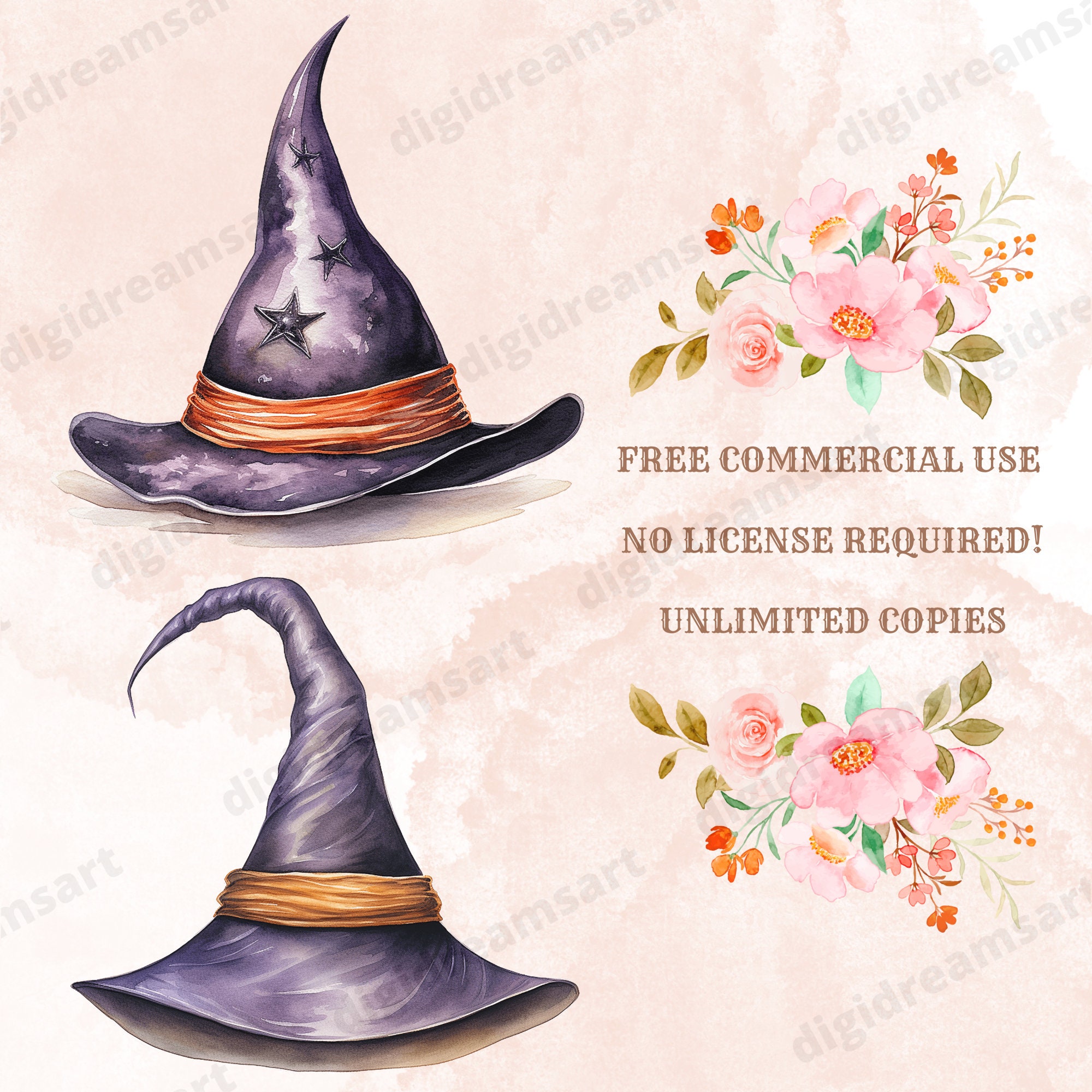 Halloween Witch's Hat Clipart Bundle Transparent PNG - Etsy
