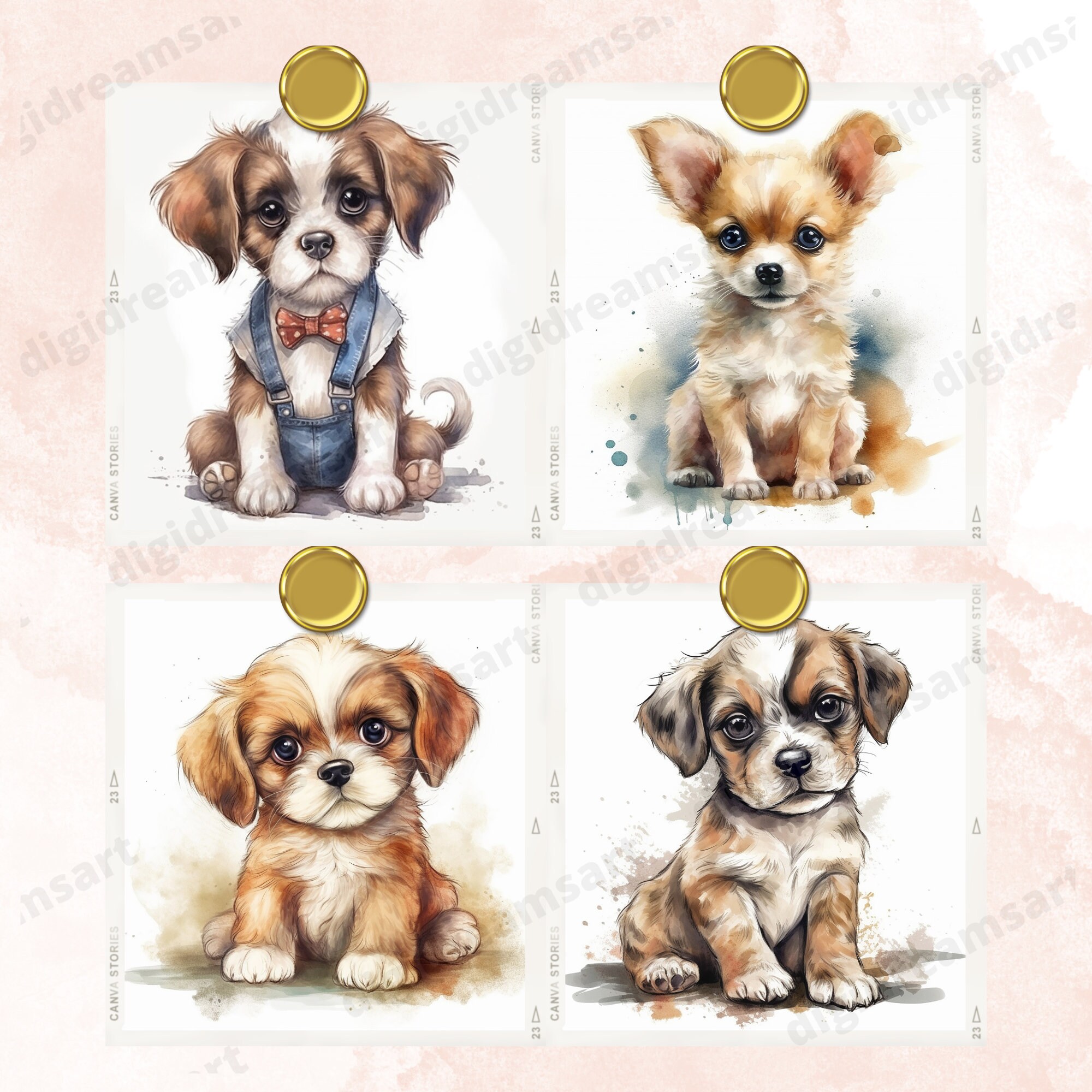 Cute Puppy Design Bundle: Cute Clipart Digital Prints and - Etsy
