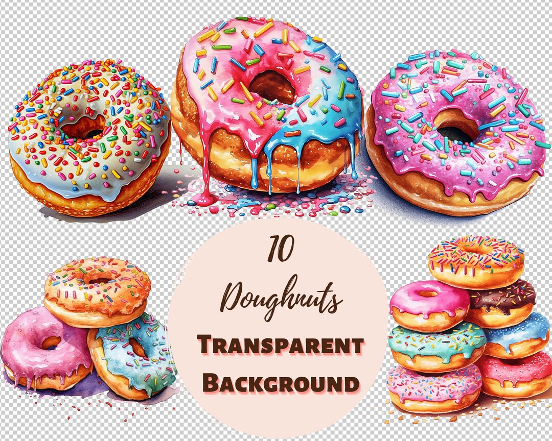 Doughnuts Design Bundle - PNG Transparent Clipart Collection ...