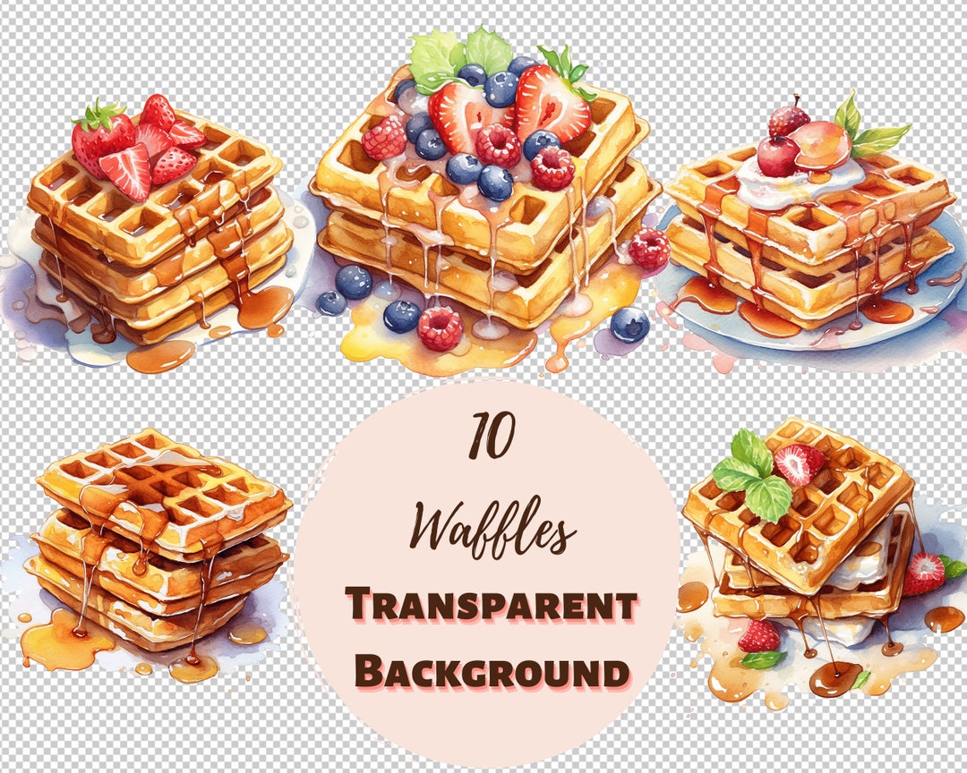 Waffles Design Bundle - PNG Transparent Clipart Collection, Watercolor ...