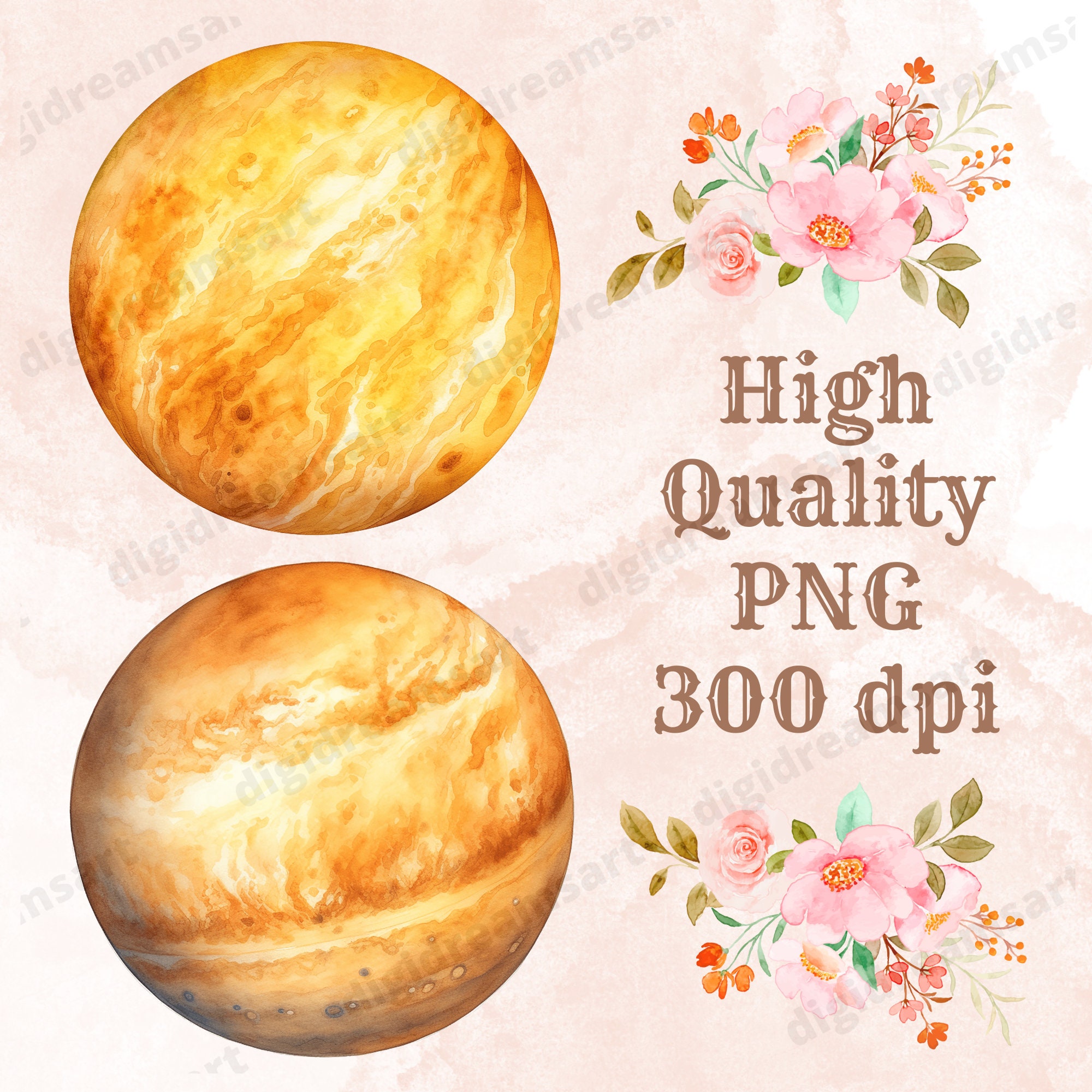 Planet Venus Clipart Bundle Transparent PNG Collection, Digital Prints ...