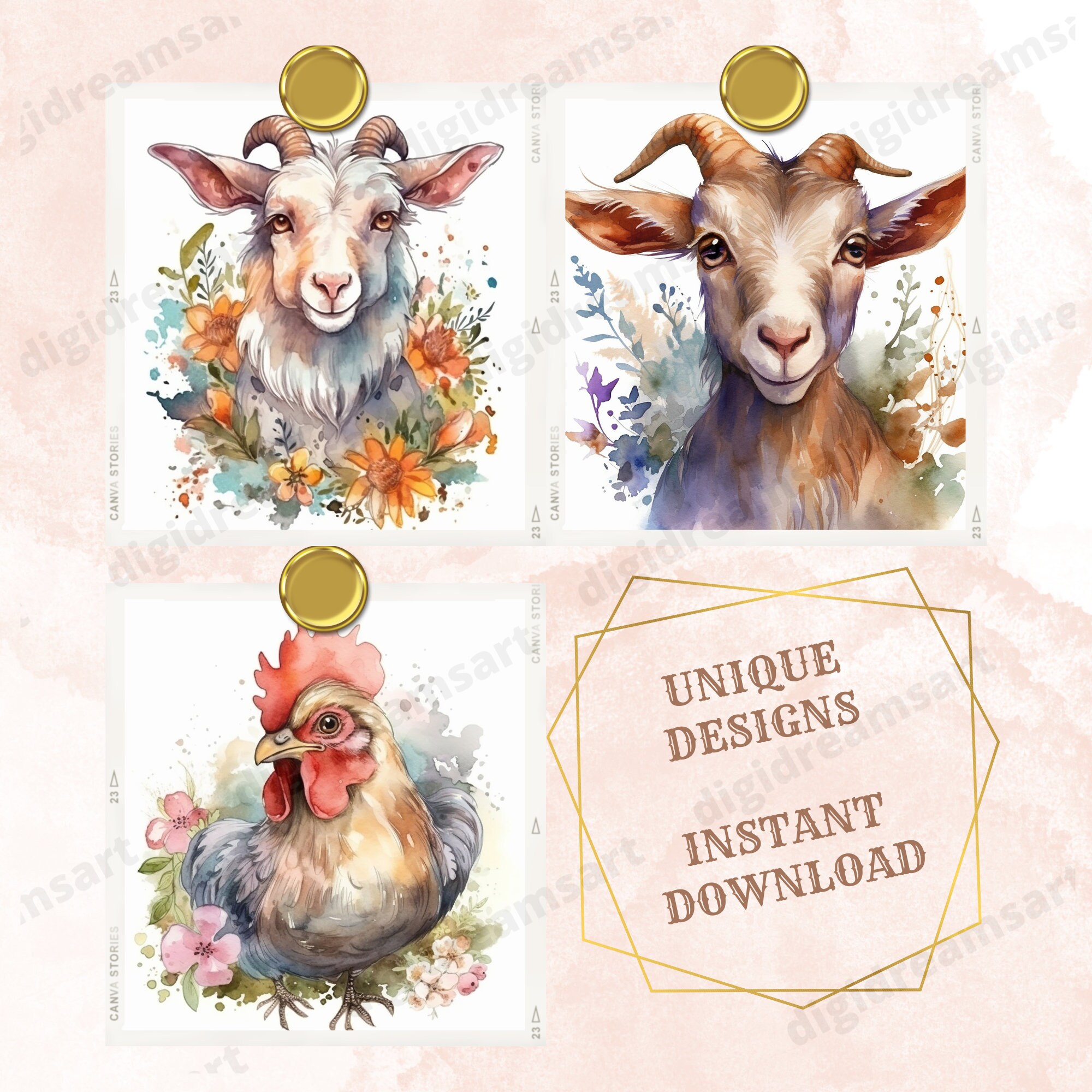 Funny Farm Design Bundle: Adorable Clipart, Digital Prints, and T-shirt ...
