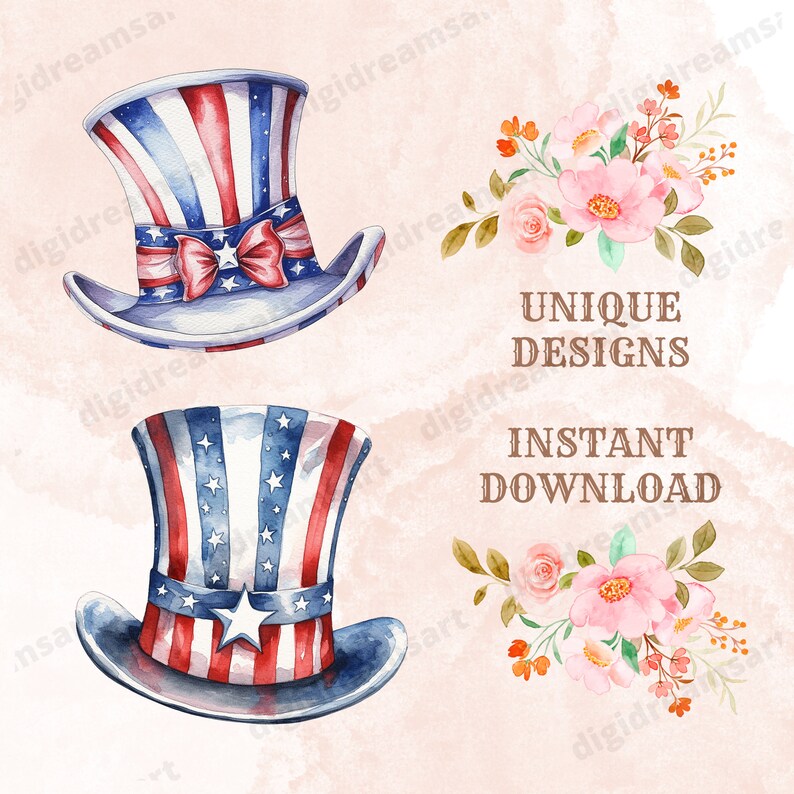 Independence Day Uncle Sam Hat 4 July Clipart Bundle - Etsy