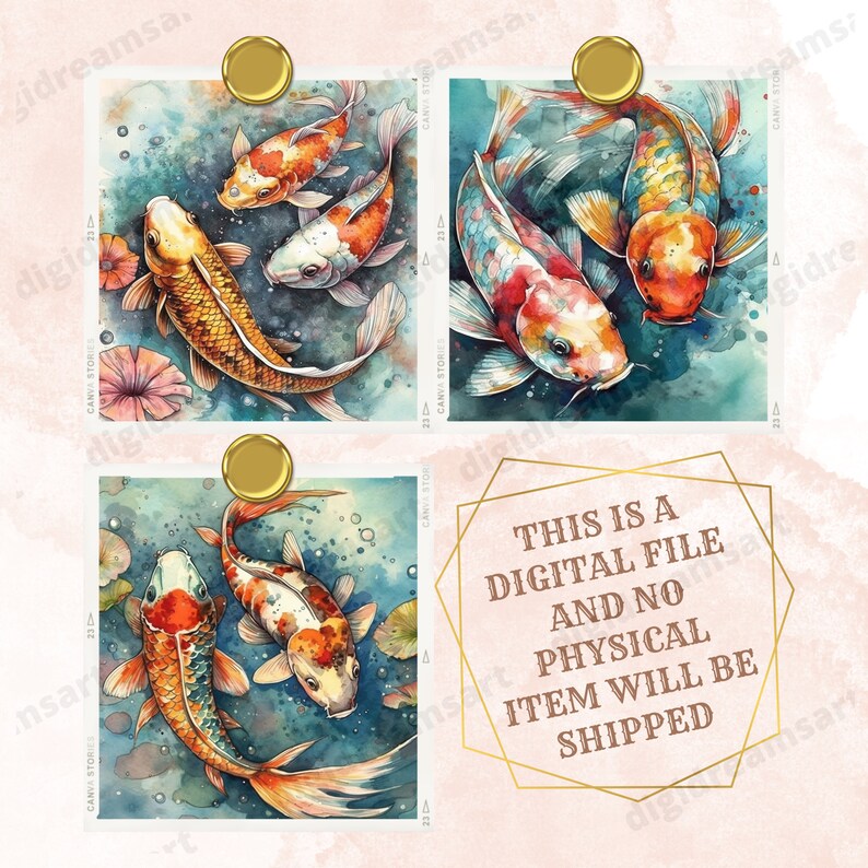 Make a Splash With Koi Fish Theme Bundle of Digital Prints, Clipart ...