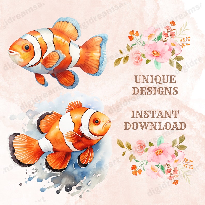 Clownfish, Clipart Bundle Transparent PNG Collection, Digital Prints ...